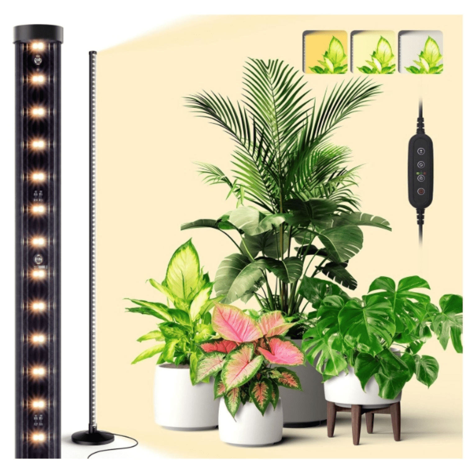 Standing Grow Light for Indoor Plants, Vertical Grow Light with 3 Light ...