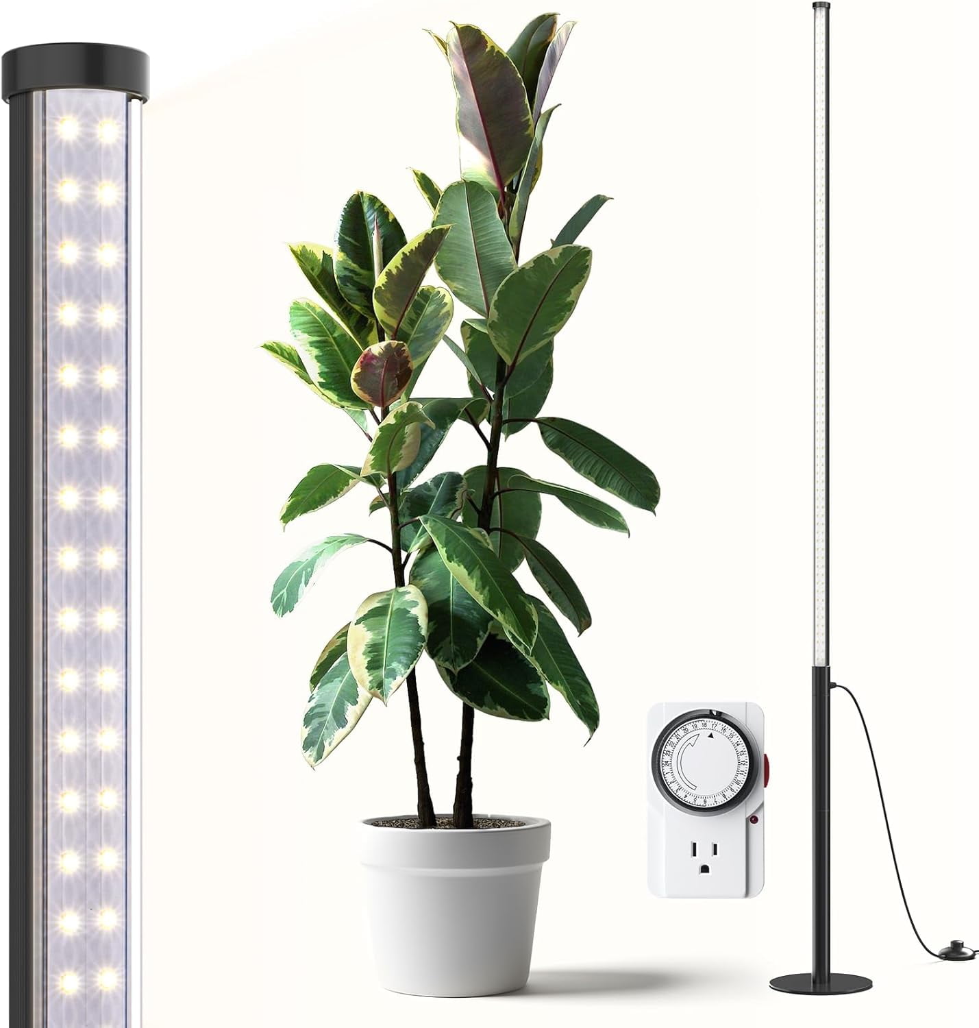 Standing Grow Light with Timer, 42W, 5000K, Full Spectrum Vertical Tall ...