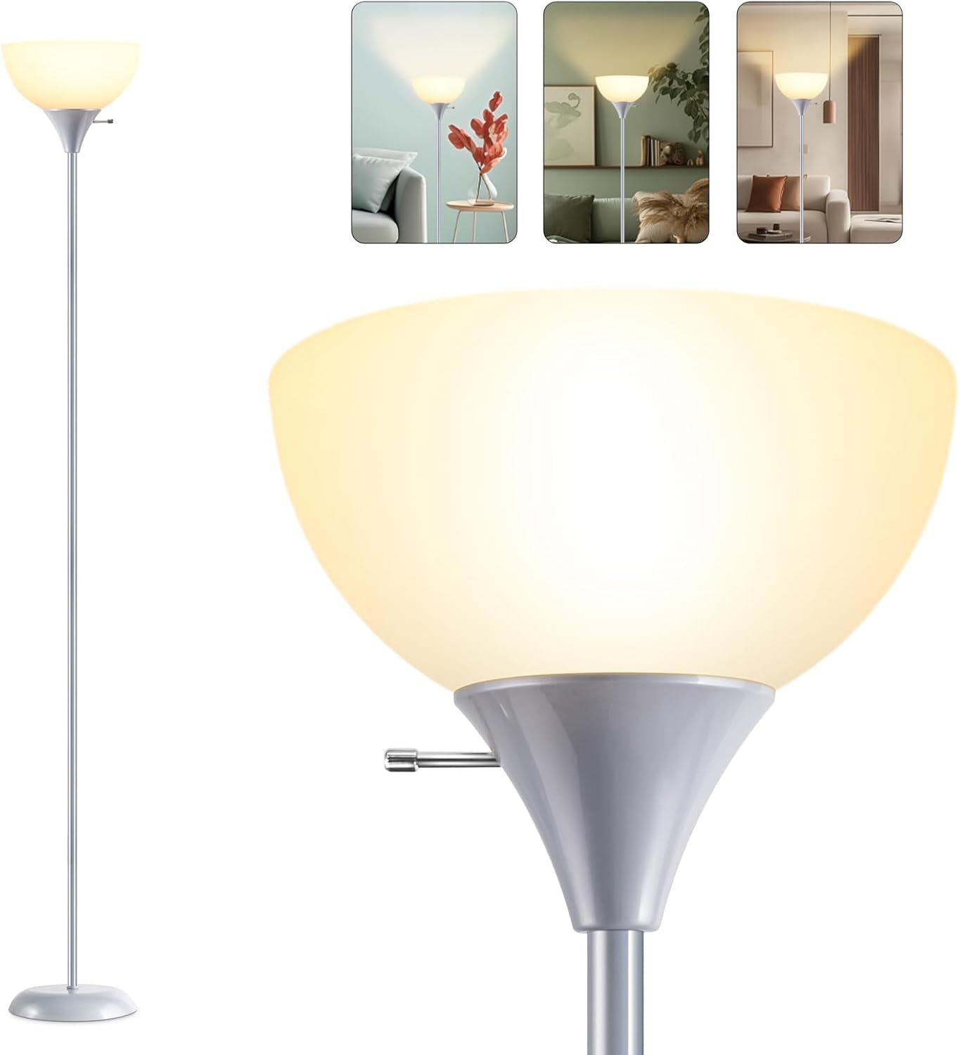 Standing Lamp, Led Floor Lamps for Living Room, Drop-Resistant White ...