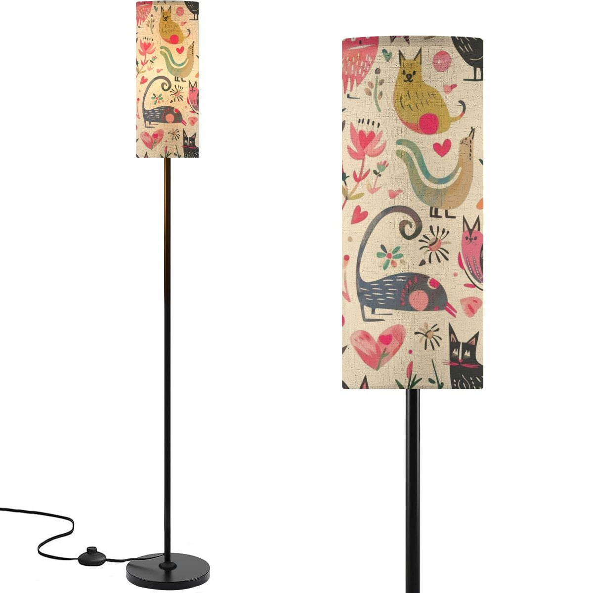 Standing Lamps Cartoon cats birds butterflies Seamless pattern used for ...