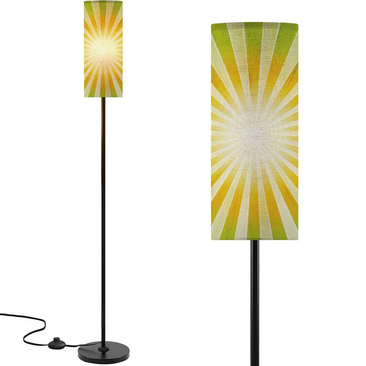 Standing Lamps Sunburst pattern sunrise Green retro round lines Modern ...