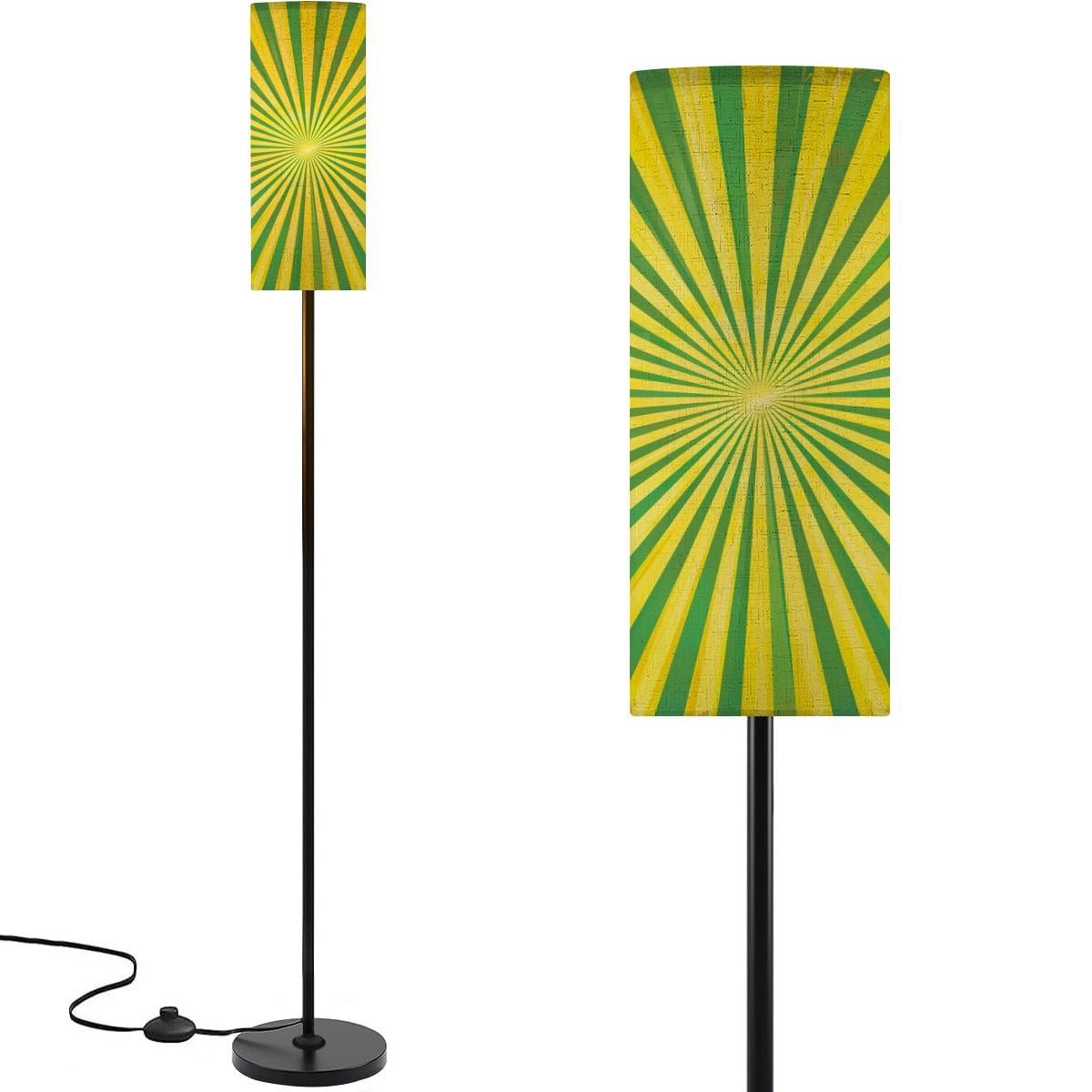 Standing Lamps Sunburst pattern sunrise yellow retro round lines Modern ...