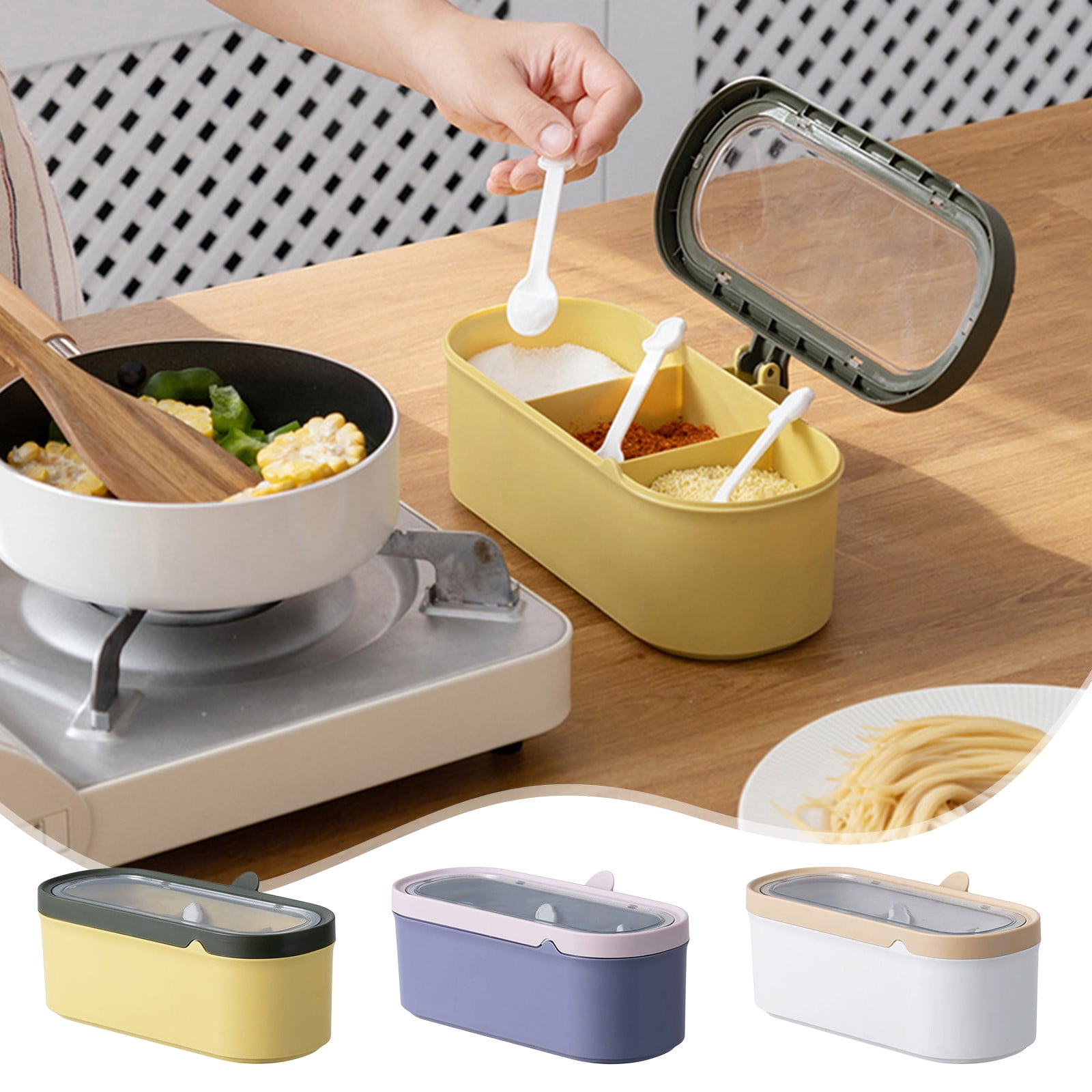 Standing Lid Seasoning Jar with Spoon - 8.85-Inch Tall Glass Shaker ...