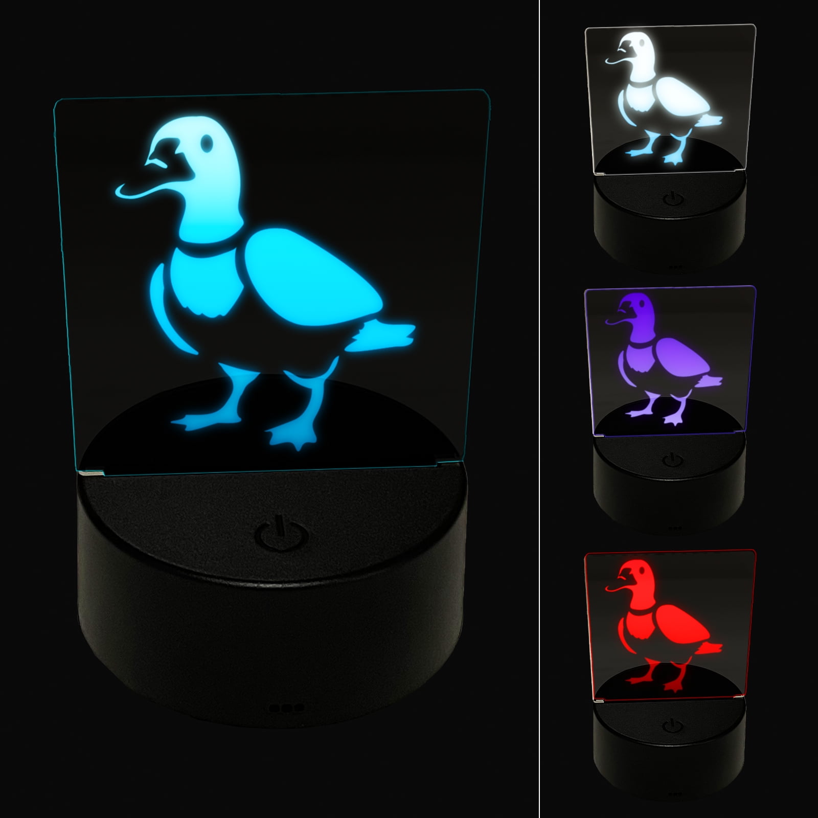 Standing Mallard Duck LED Night Light Sign 3D Illusion Desk Nightstand ...