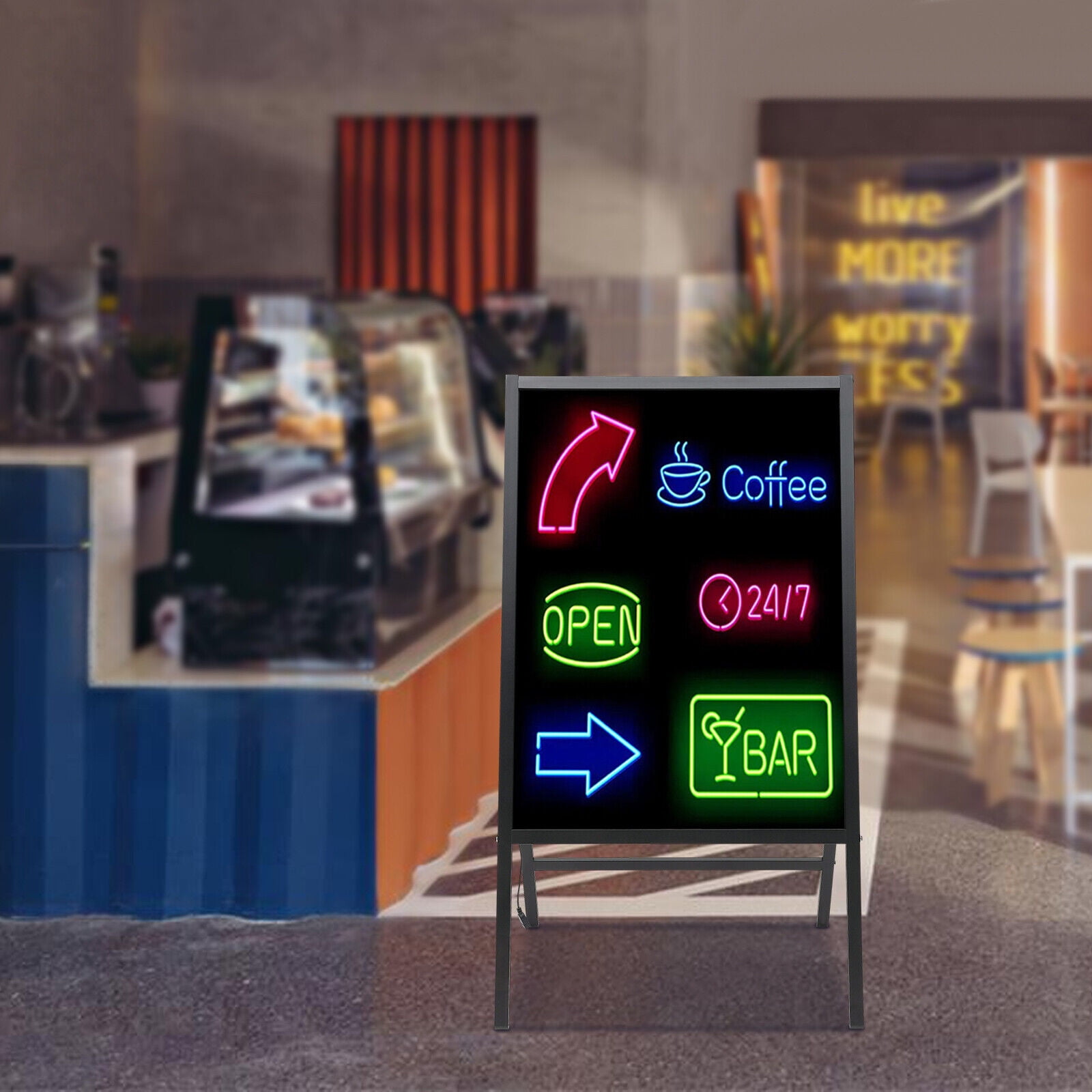 Standing Menu Sign Board, Black LED Message Writing Board, LED Message ...