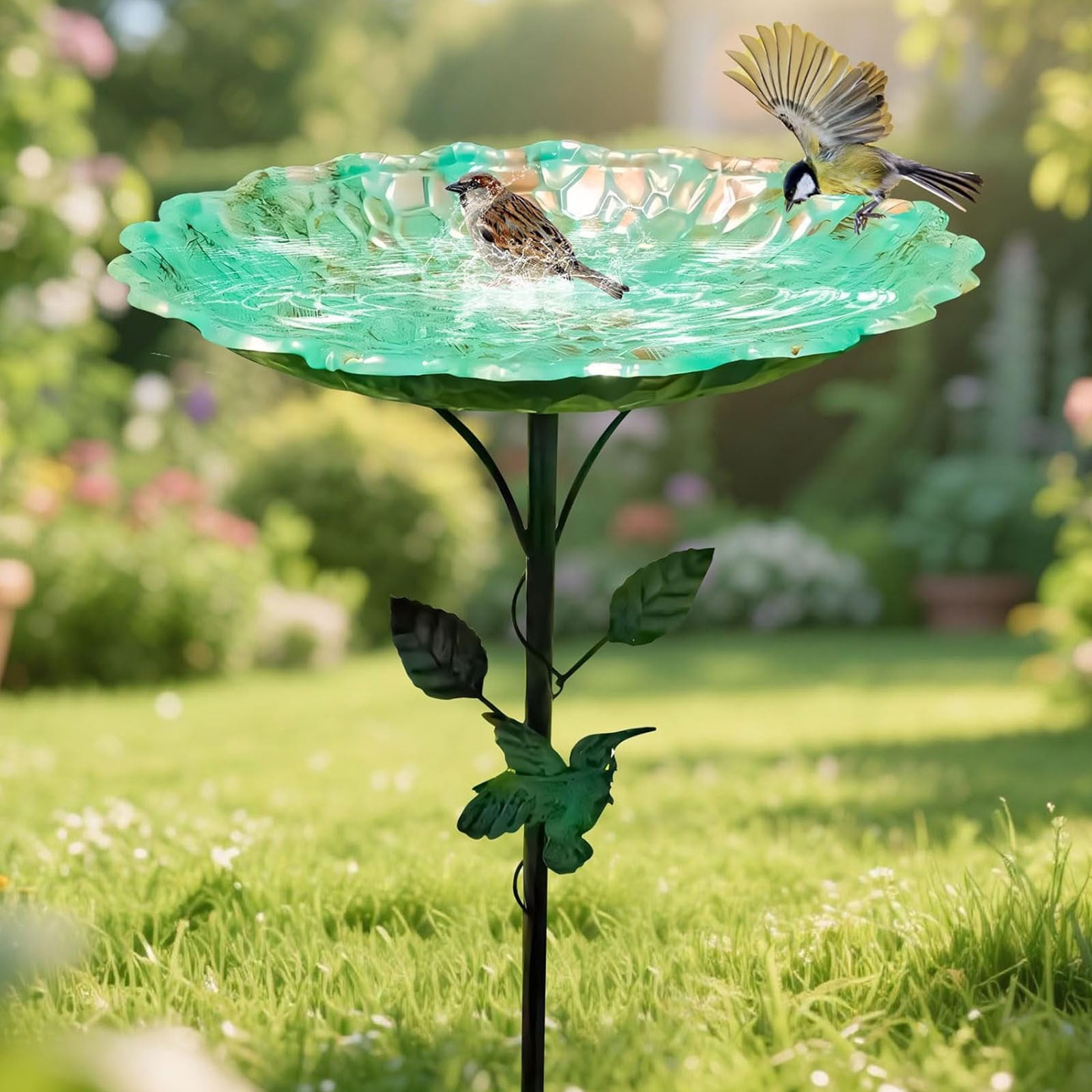 Standing Metal Bird Baths for Outdoors - 82cm Metal Birdbath ...