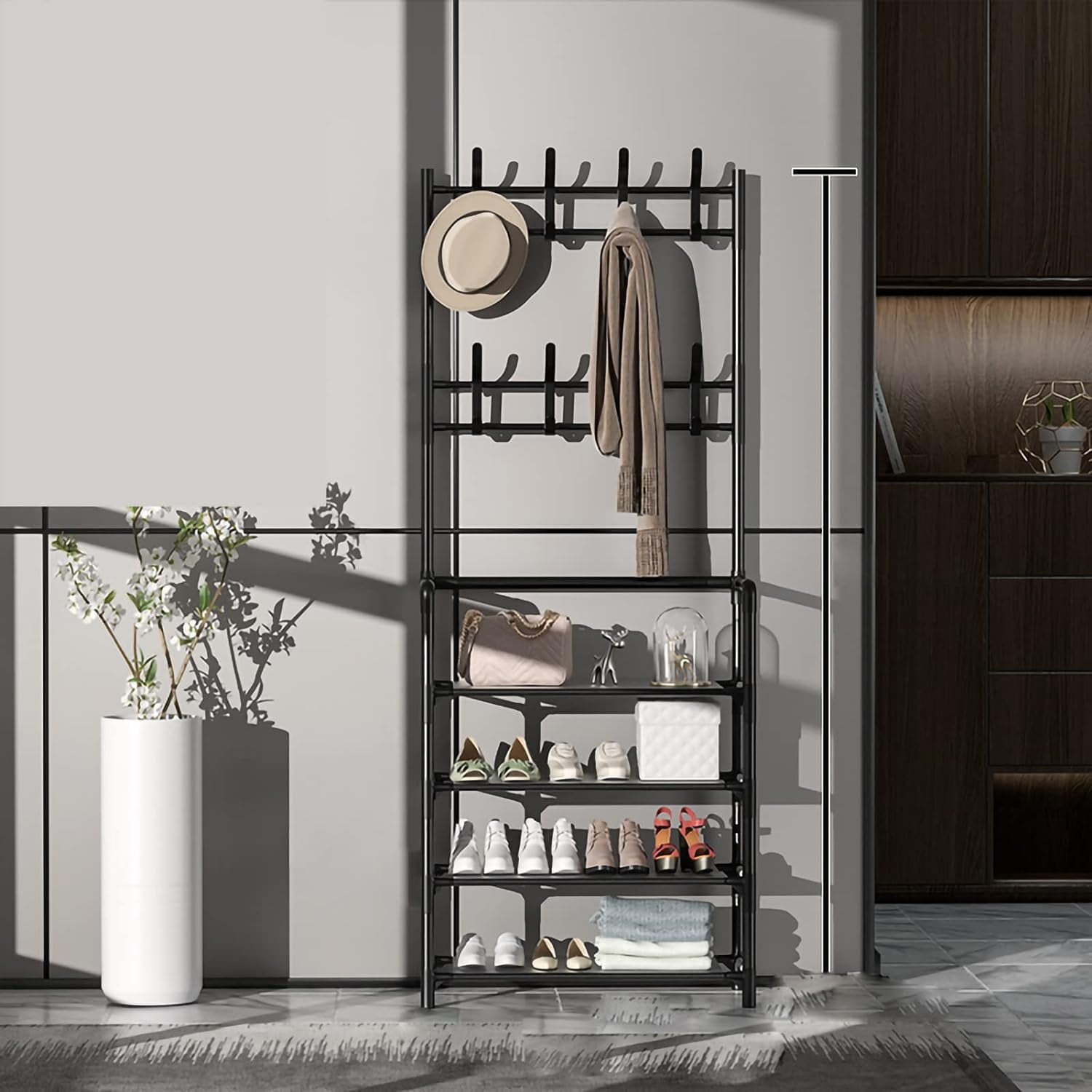Standing Metal Clothes Garment Hanging Storage Shelf Hanger ...