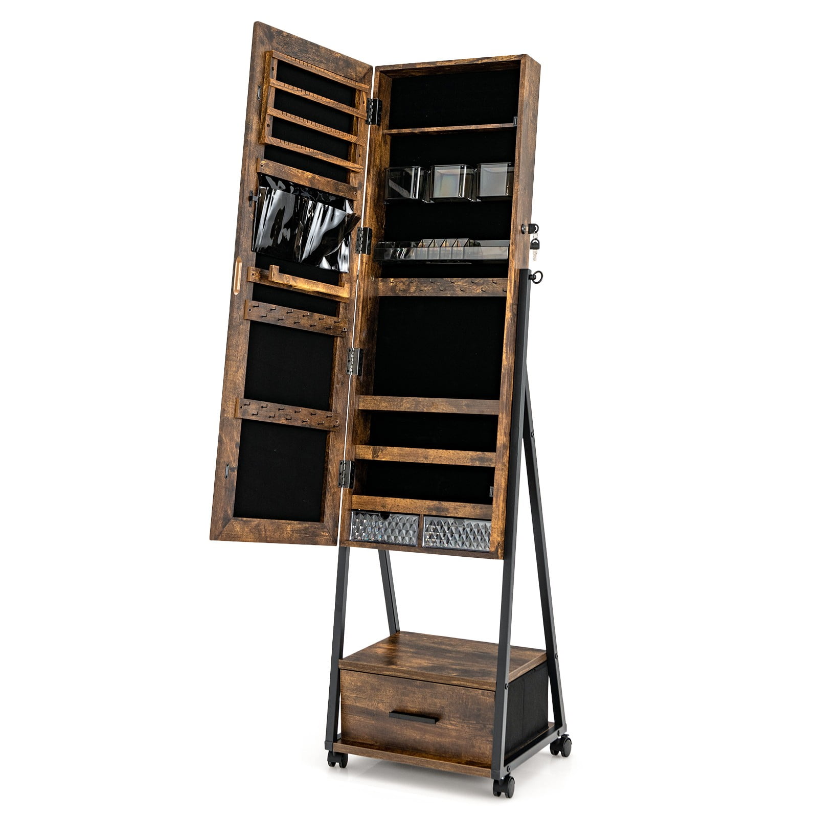Standing Mirror Jewelry Cabinet - Full Length Dressing Mirror with ...