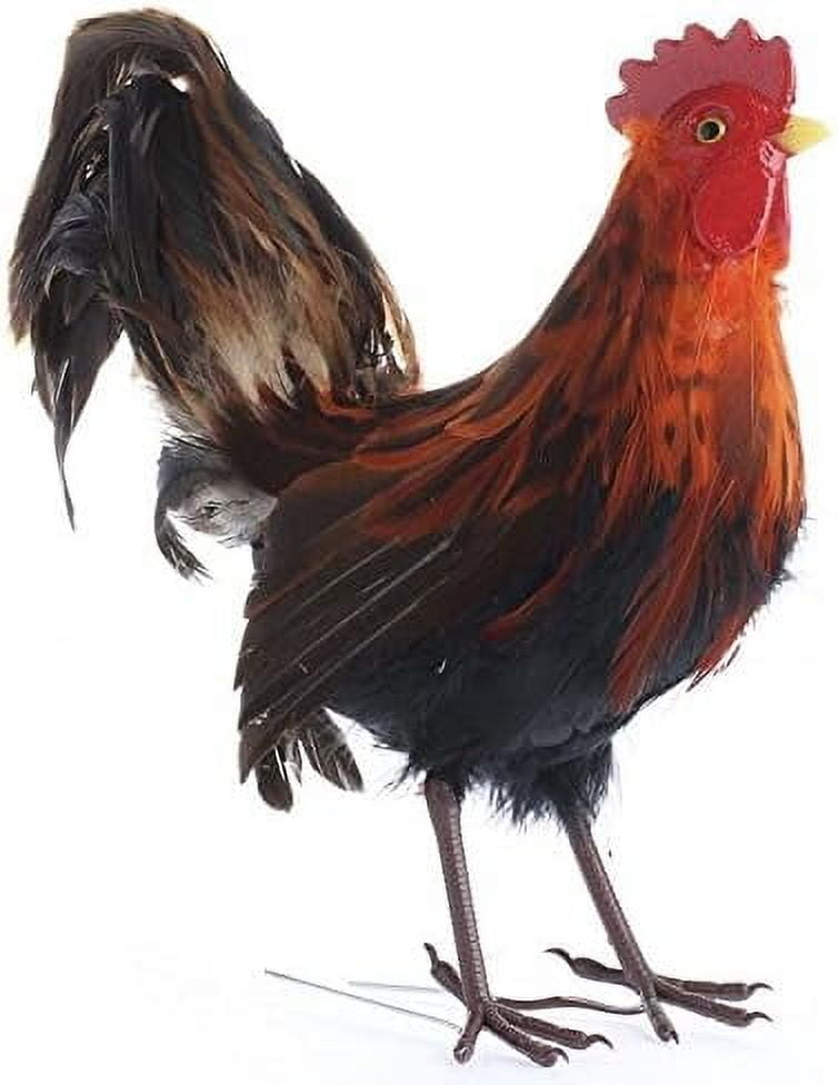 Standing Multicolored Feathered Artificial Rooster with Attached Wires ...