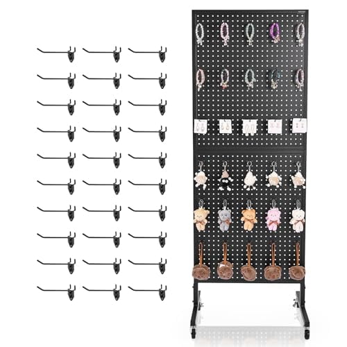 Standing Pegboard Display, 23.6 x 63 in Pegboard Display Stand with ...