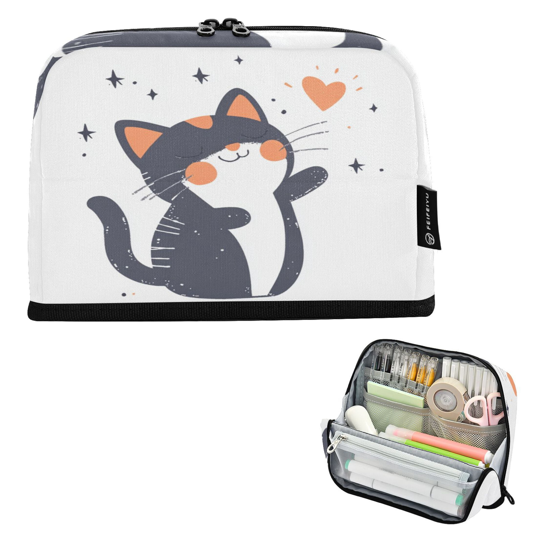 Standing Pencil Case with Base Large Capacity Stationery Pouch Pen Bag ...