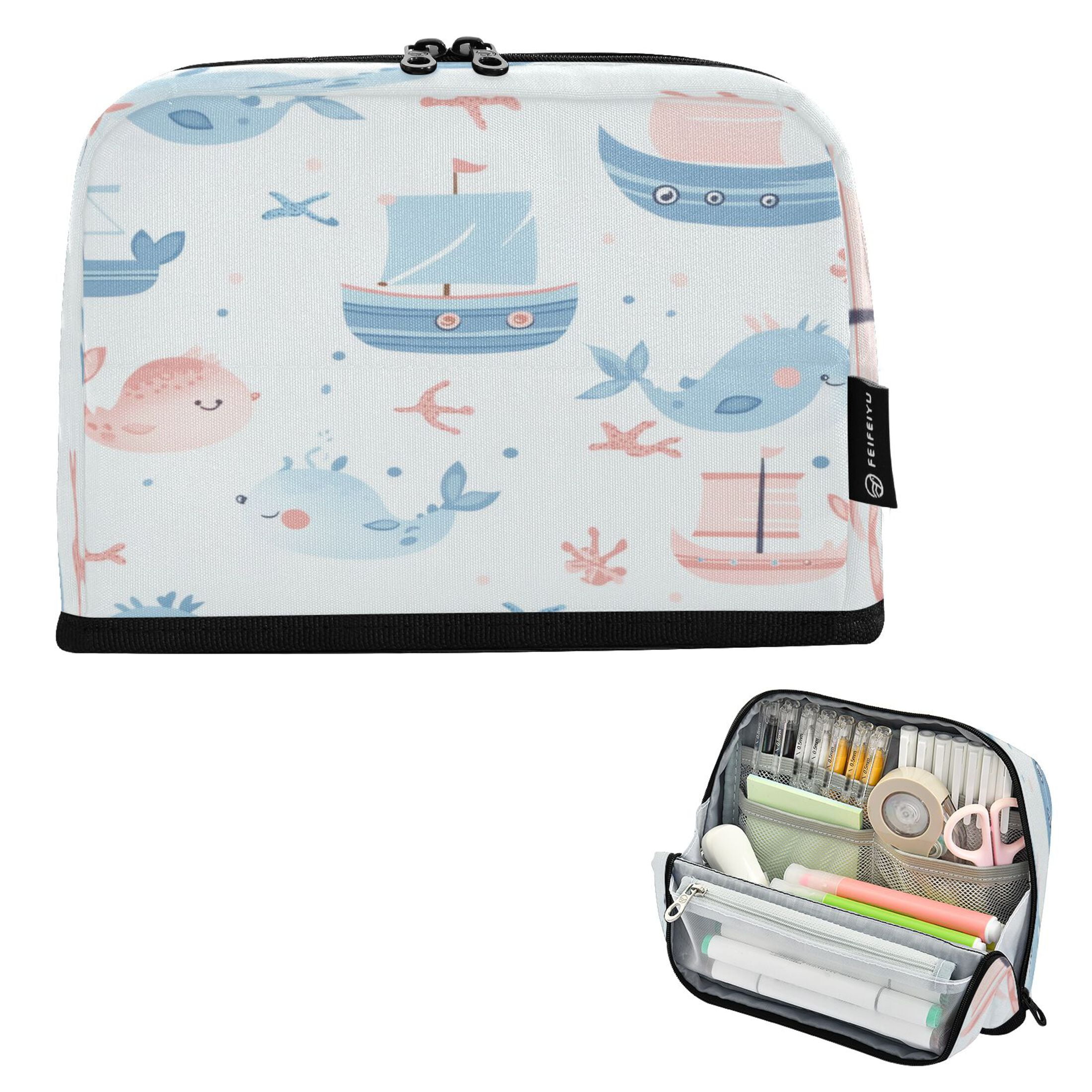 Standing Pencil Case with Base Large Capacity Stationery Pouch Pen Bag ...
