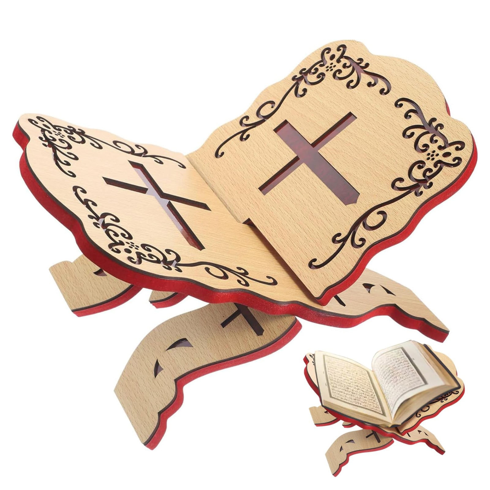 Standing Prayer Bookshelf Wooden Folding Shelf Holy Table Carved ...