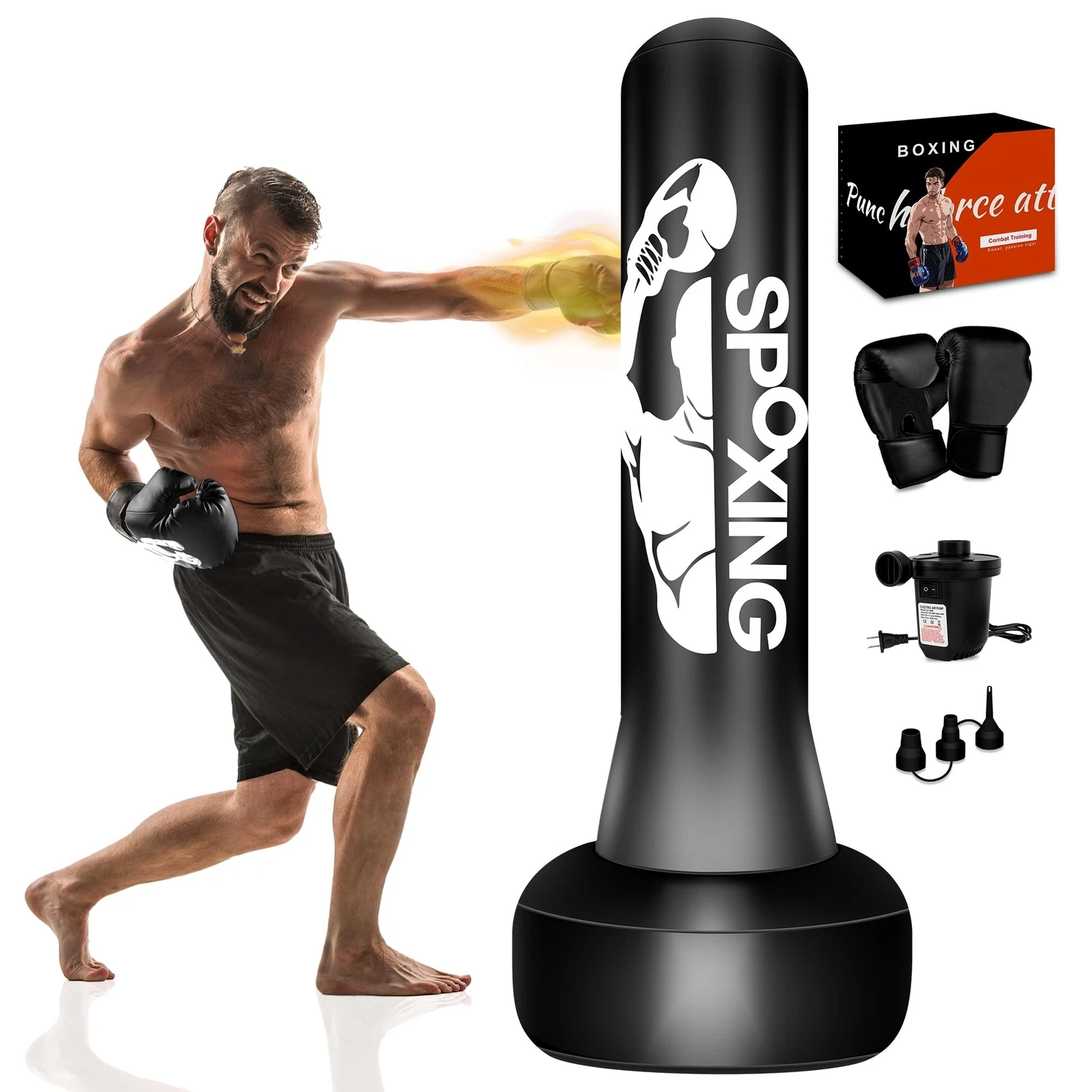 Standing Punching Bag for Adult Teens 70", Heavy Punching Bag with ...