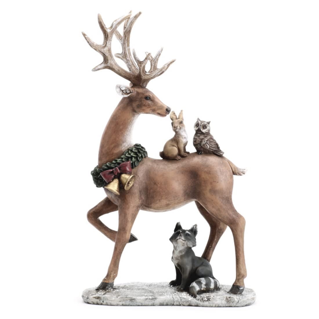 Standing Reindeer with Woodland Animals 13.5 Inch Resin Holiday ...