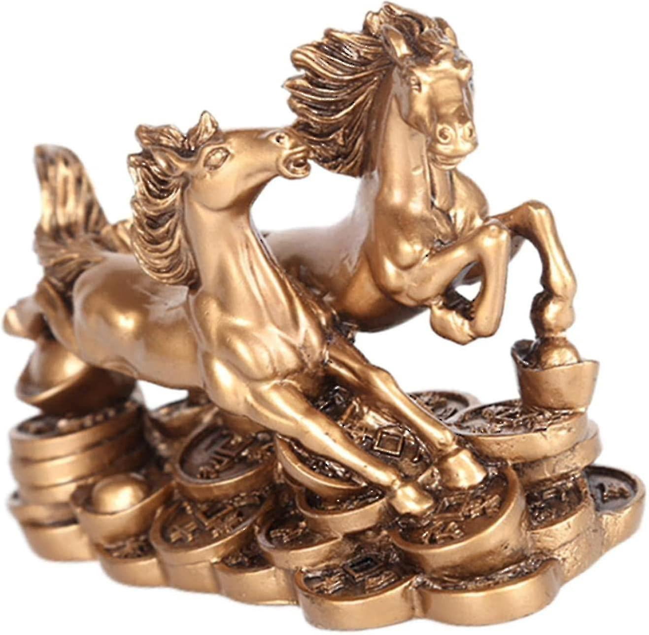 Standing Running Two Horses Statue Feng Shui Two Galloping Horses ...