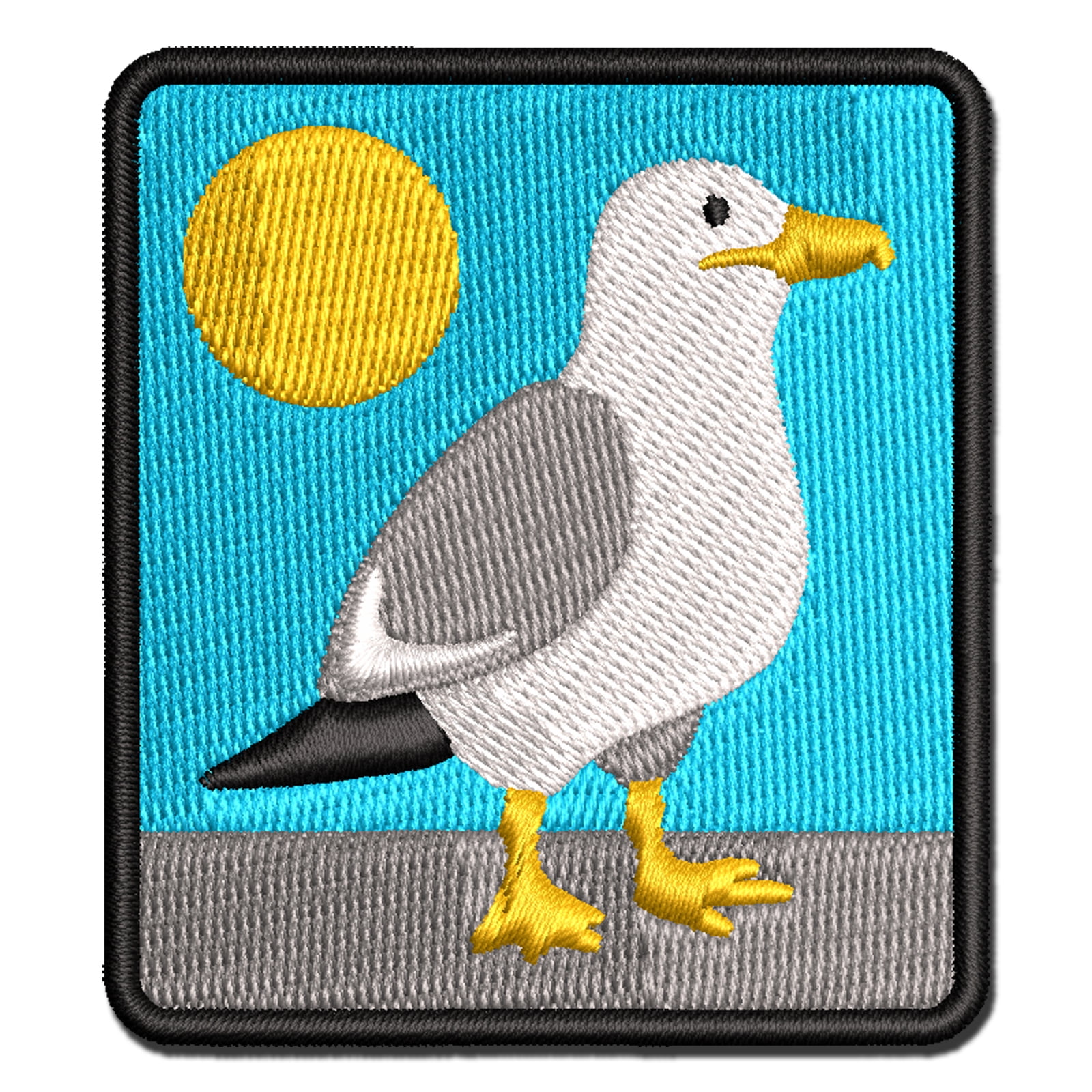 Standing Seagull Bird Applique Multi-Color Embroidered Iron-On Patch ...