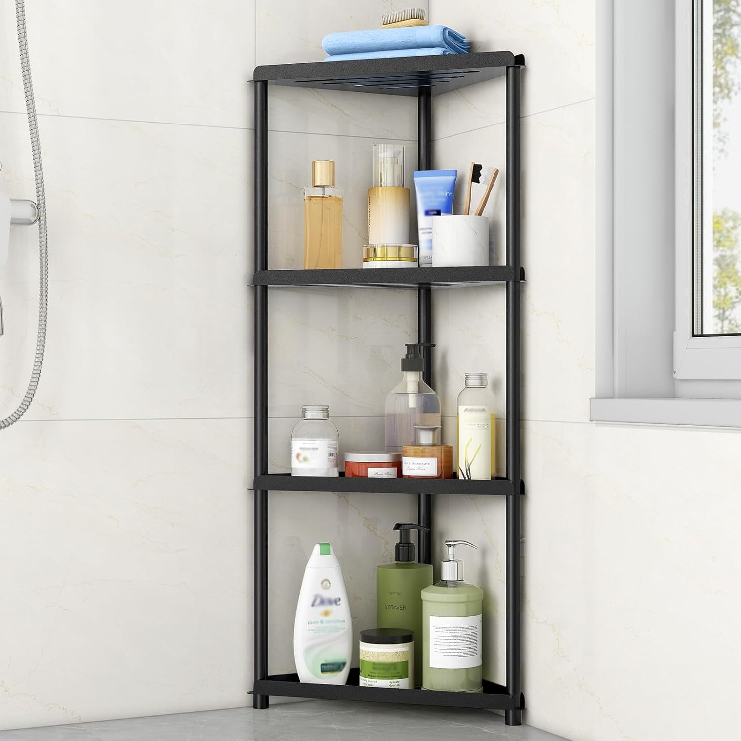 Standing Shower Caddy Corner, 4 Tier Shower Stands for Inside Shower ...