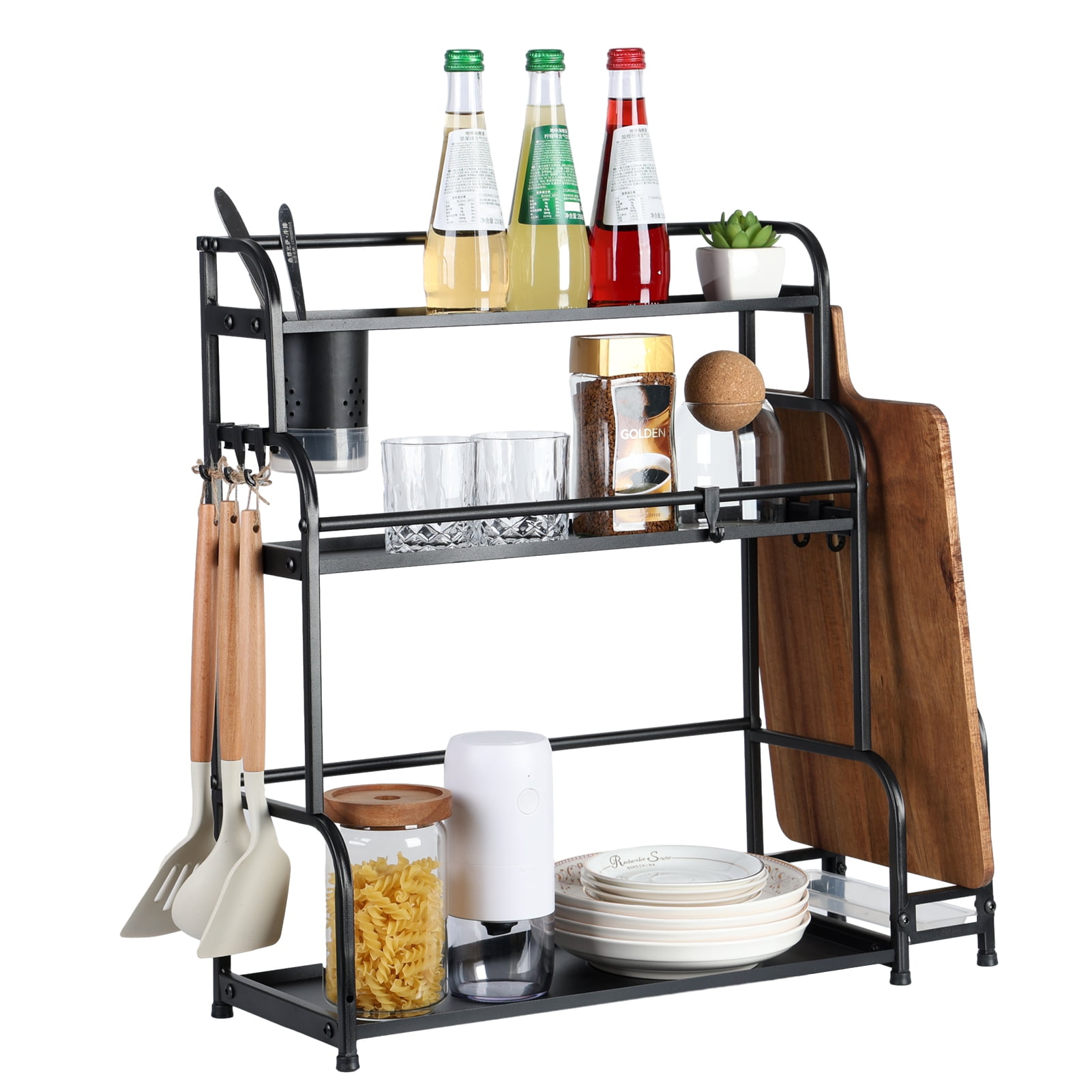 Standing Spice Rack, 3-Tier Kitchen Countertop Shelf with Stepped ...