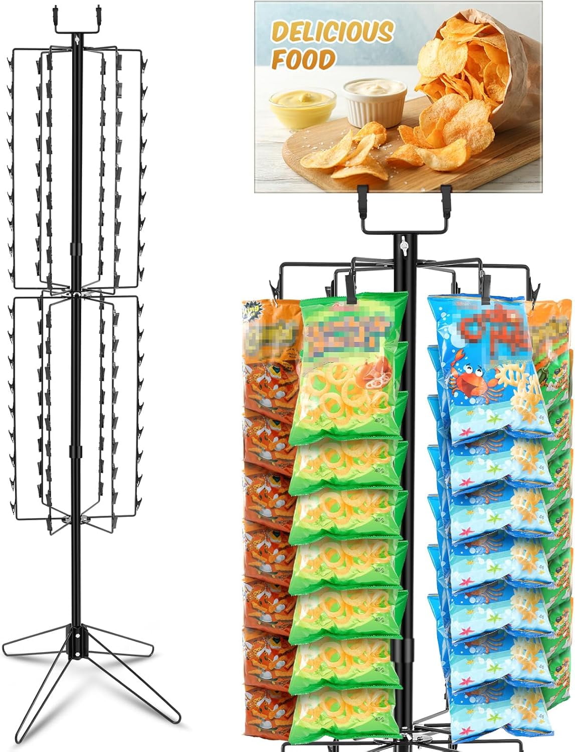 Standing Spinner Retail Display Rack with 108 Clips, 68.5" H Chip ...