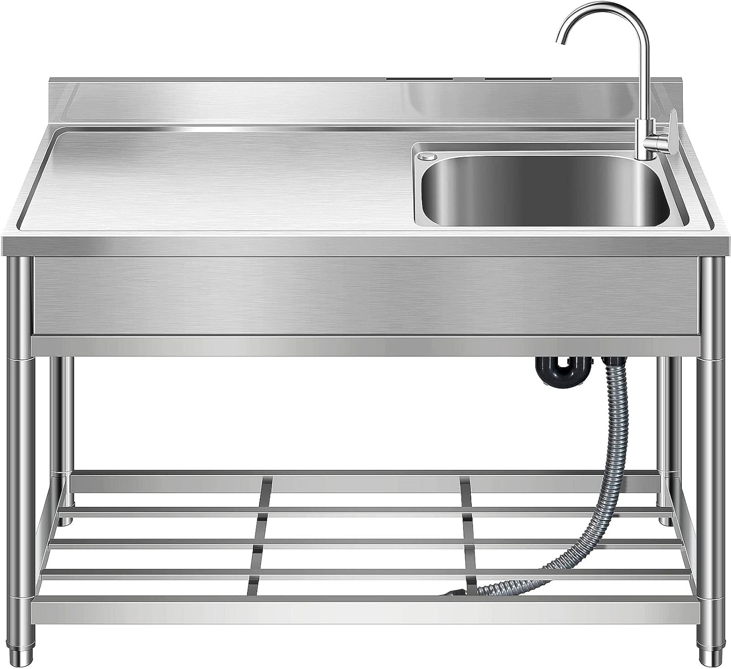 Standing Stainless- Single Bowl Commercial Restaurant Kitchen Sink Set ...