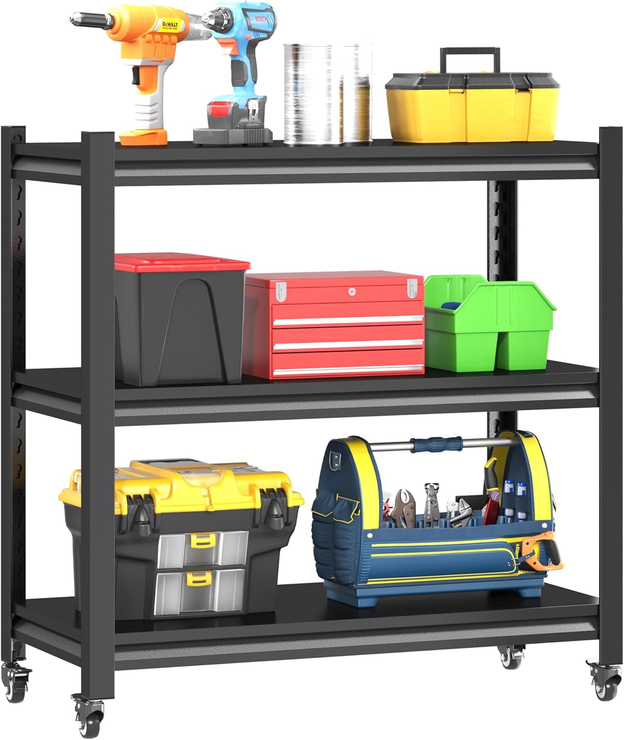 Standing Storage Racks,3 Tier Garage Shelving Heavy Duty Adjustable ...