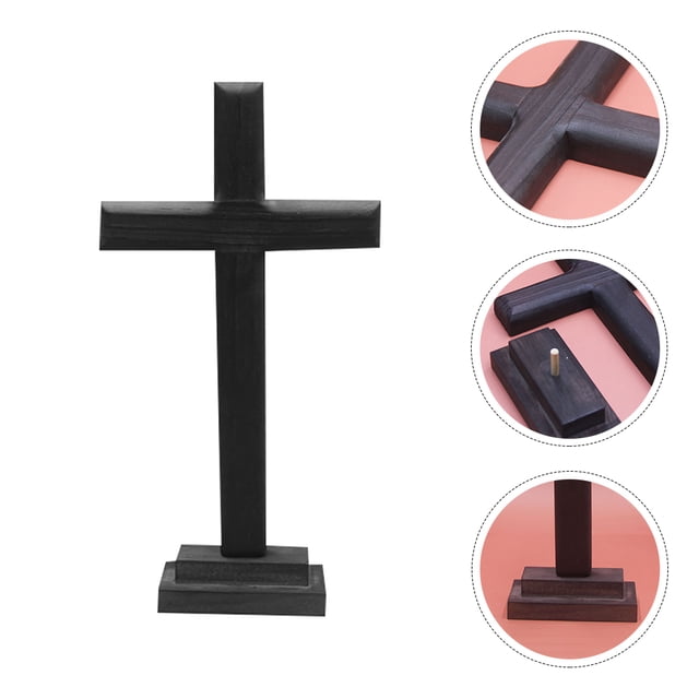 Standing Table Altar Wood Cross Rectangular Base Desktop Crucifix ...