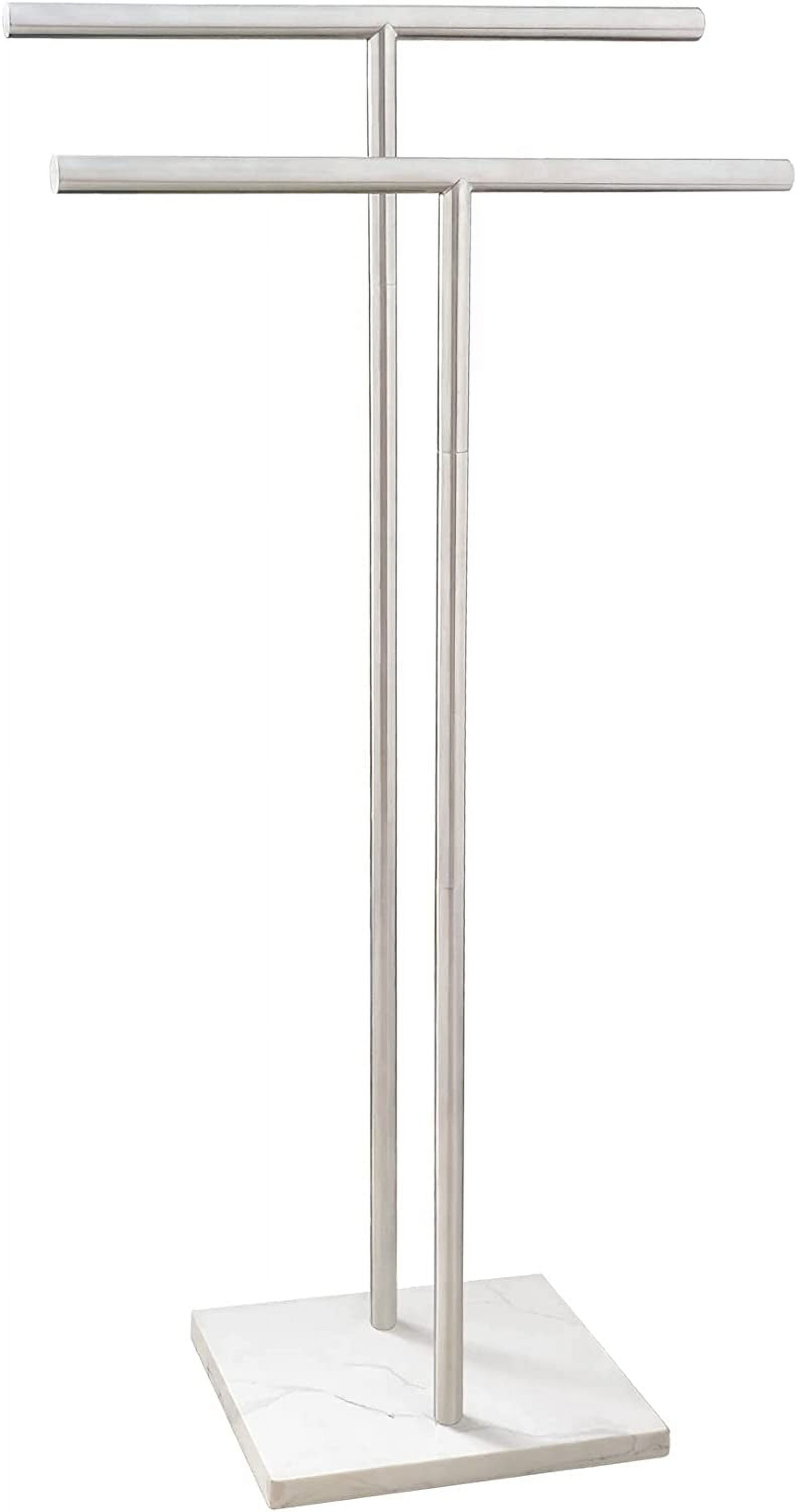 Standing Towel Rack Double-T Shape Bath Sheet Holder with Marble Design ...