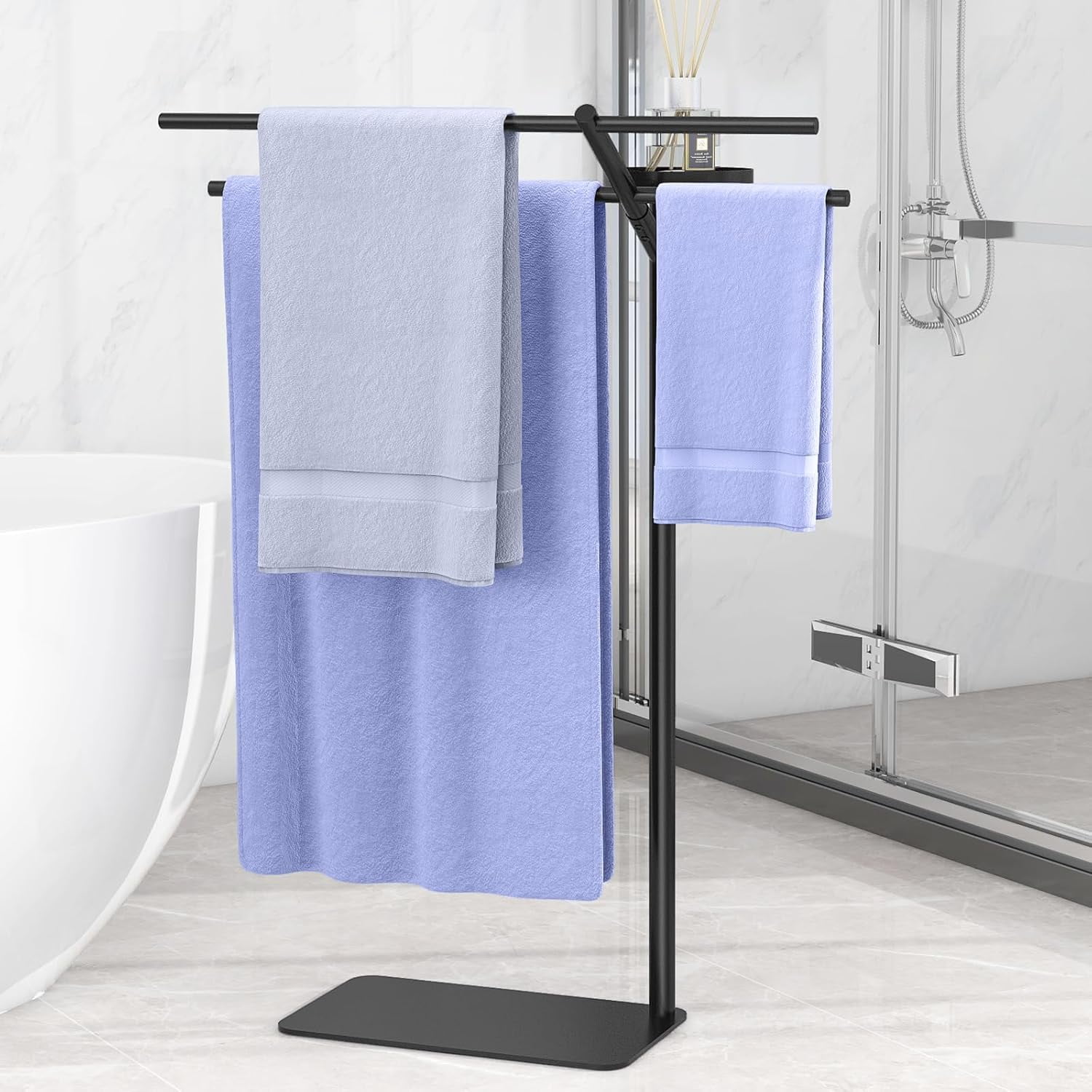 Standing Towel Rack for Spacious Bathroom, 31.5 Inch Wide Large Towel ...