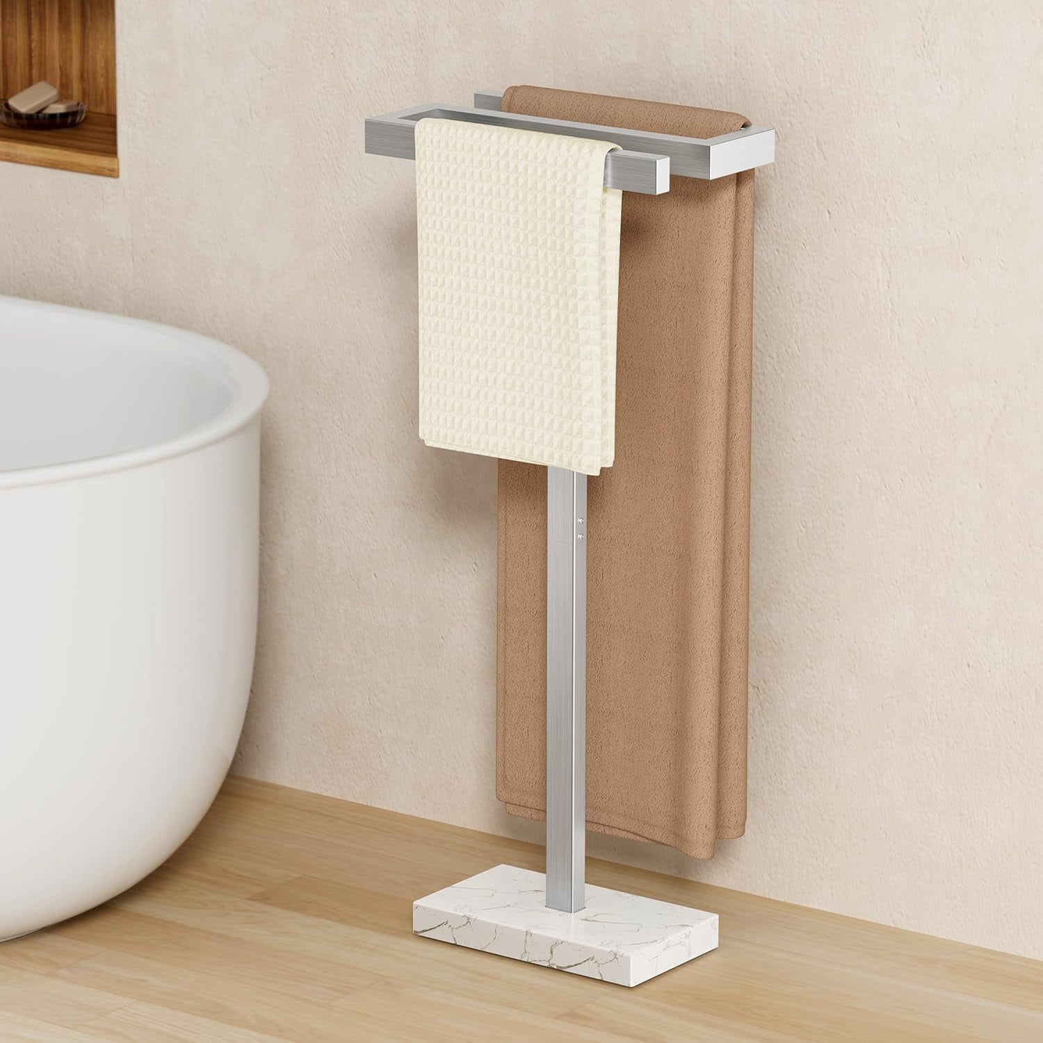 Standing Towel Racks for Bathroom, Free Standing Towel Rack with 2X ...