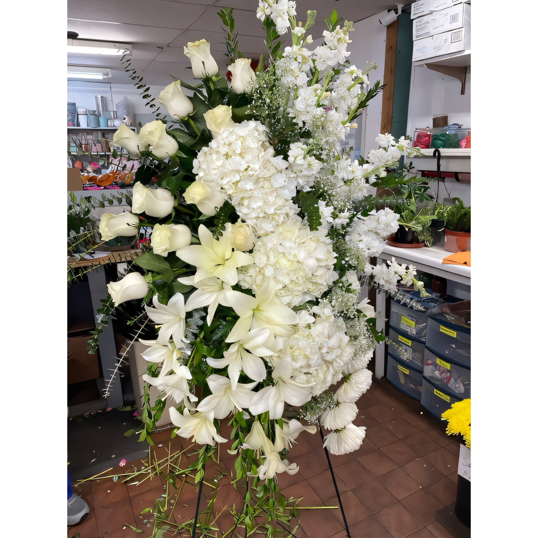 Standing White Funeral Spray - Standing White Funeral Spray Deluxe ...