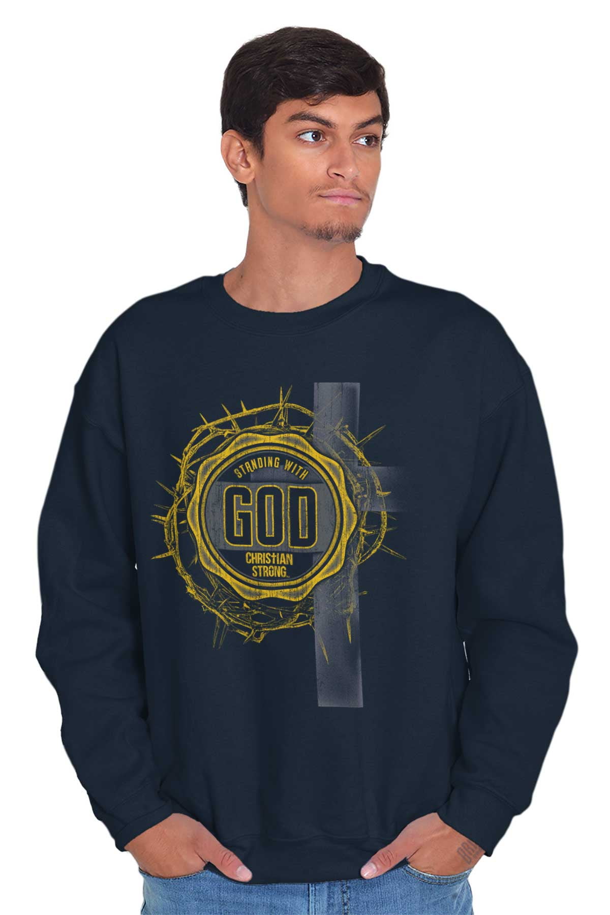 Standing With God Christian Cross Unisex Plus Fleece Graphic Sweatshirt ...