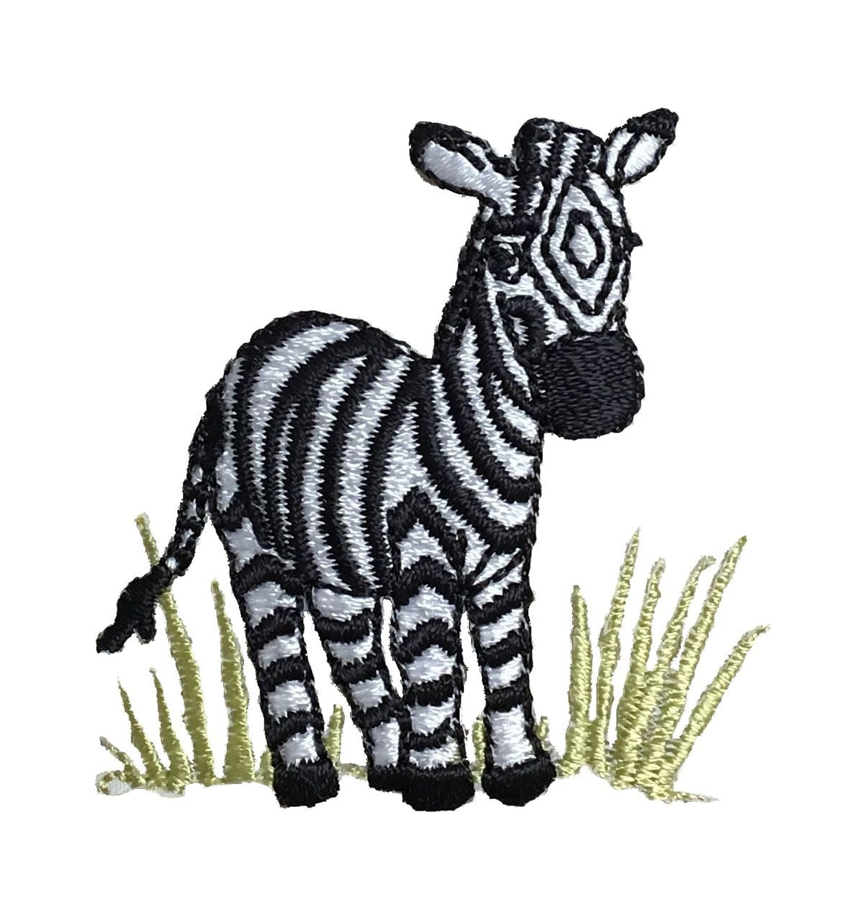 Standing Zebra - in Grass - Safari - Iron on Applique/Embroidered Patch ...