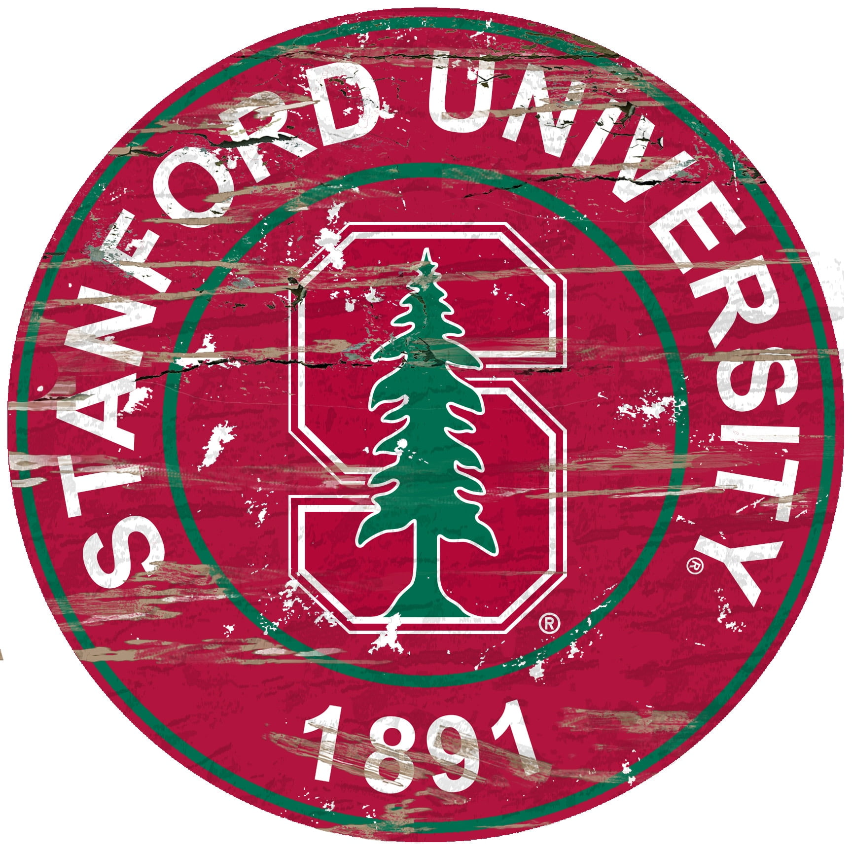 Stanford Cardinal 23.5" Distressed Round Sign - Walmart.com