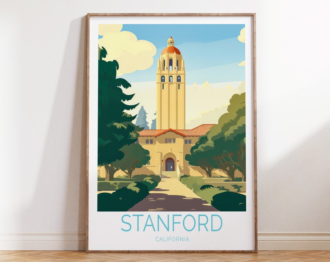 Stanford University Campus Travel Poster, Stanford California Poster ...