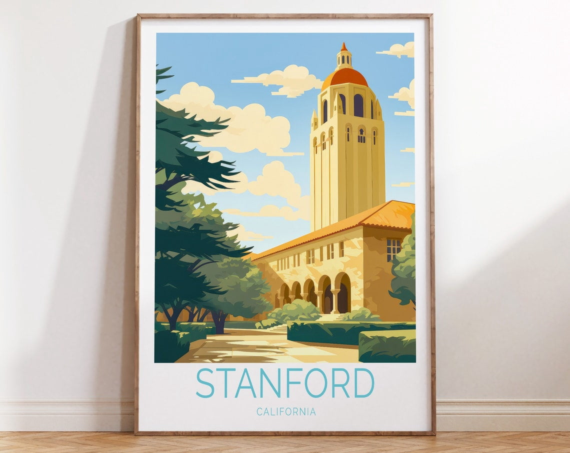Stanford University Campus Travel Poster, Stanford California Poster ...