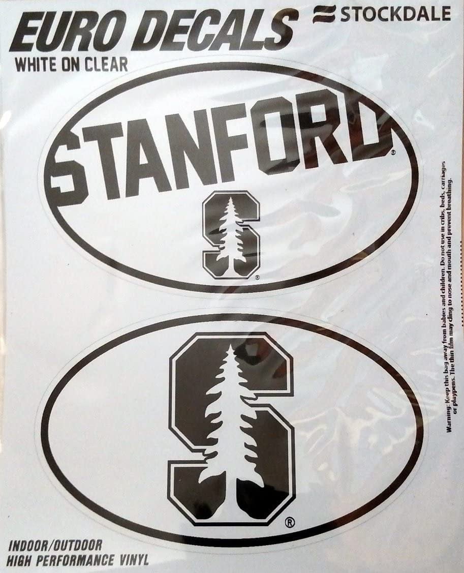 Stanford University Cardinal 2-Piece White and Clear Euro Decal Sticker ...