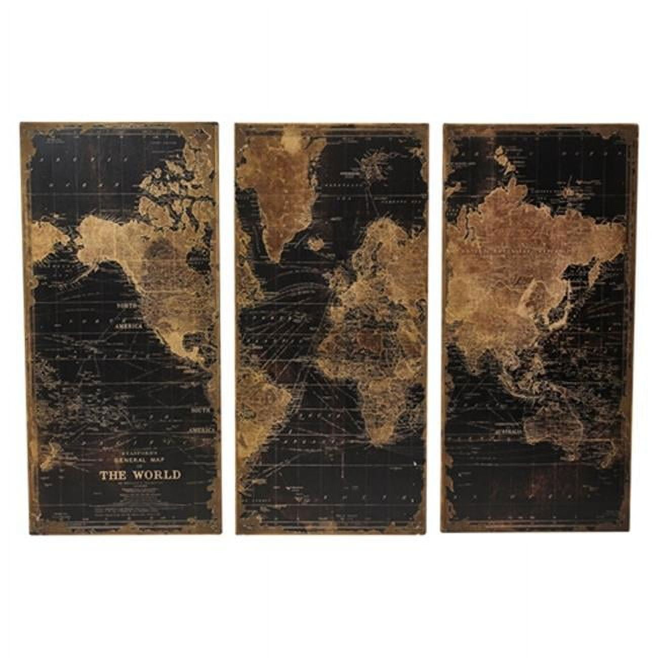 Stanford World Map Wall Decor, Black & Brown - Set of 3 - Walmart.com