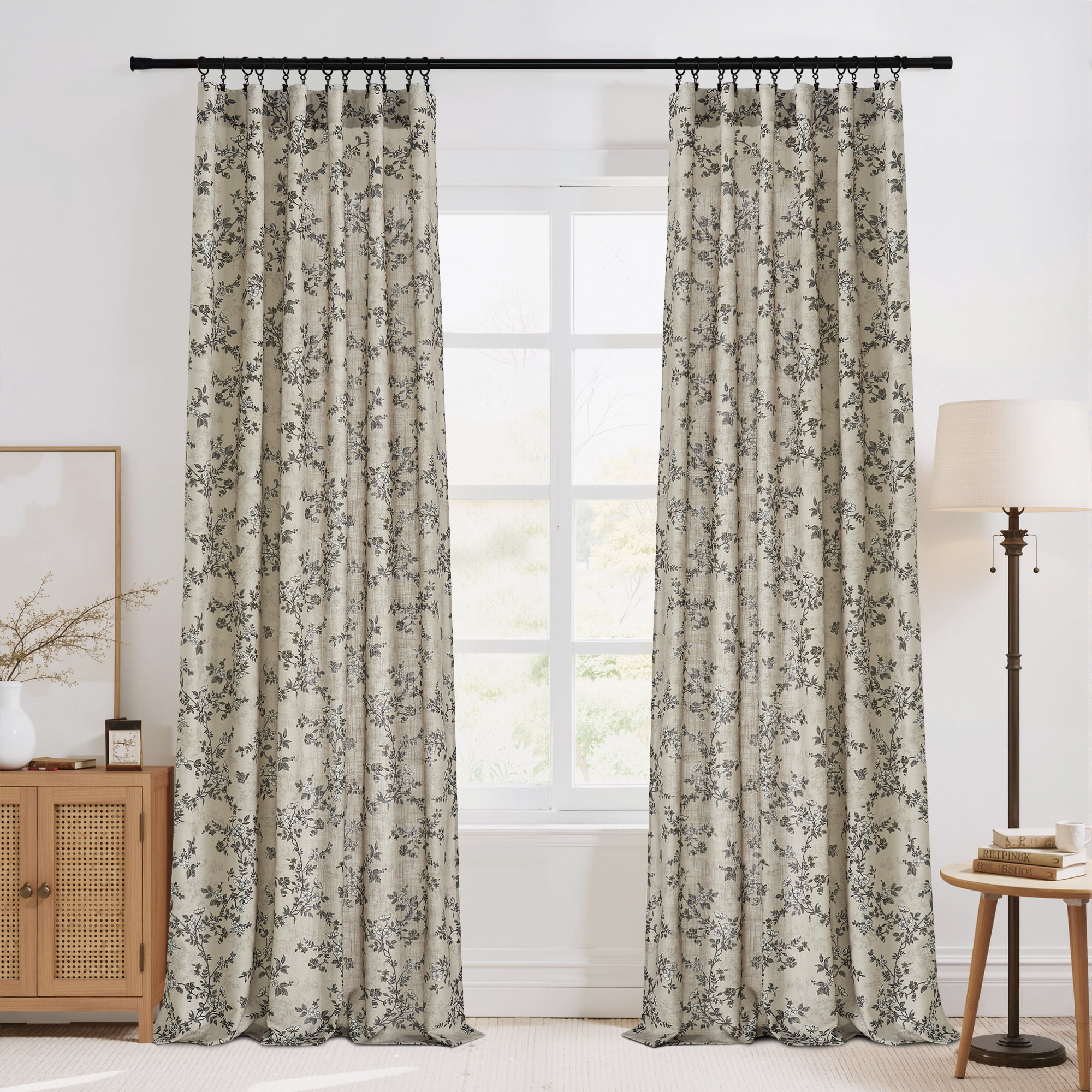 StangH Cottage Floral Curtains Vintage Printed Butterfly Pattern Linen ...