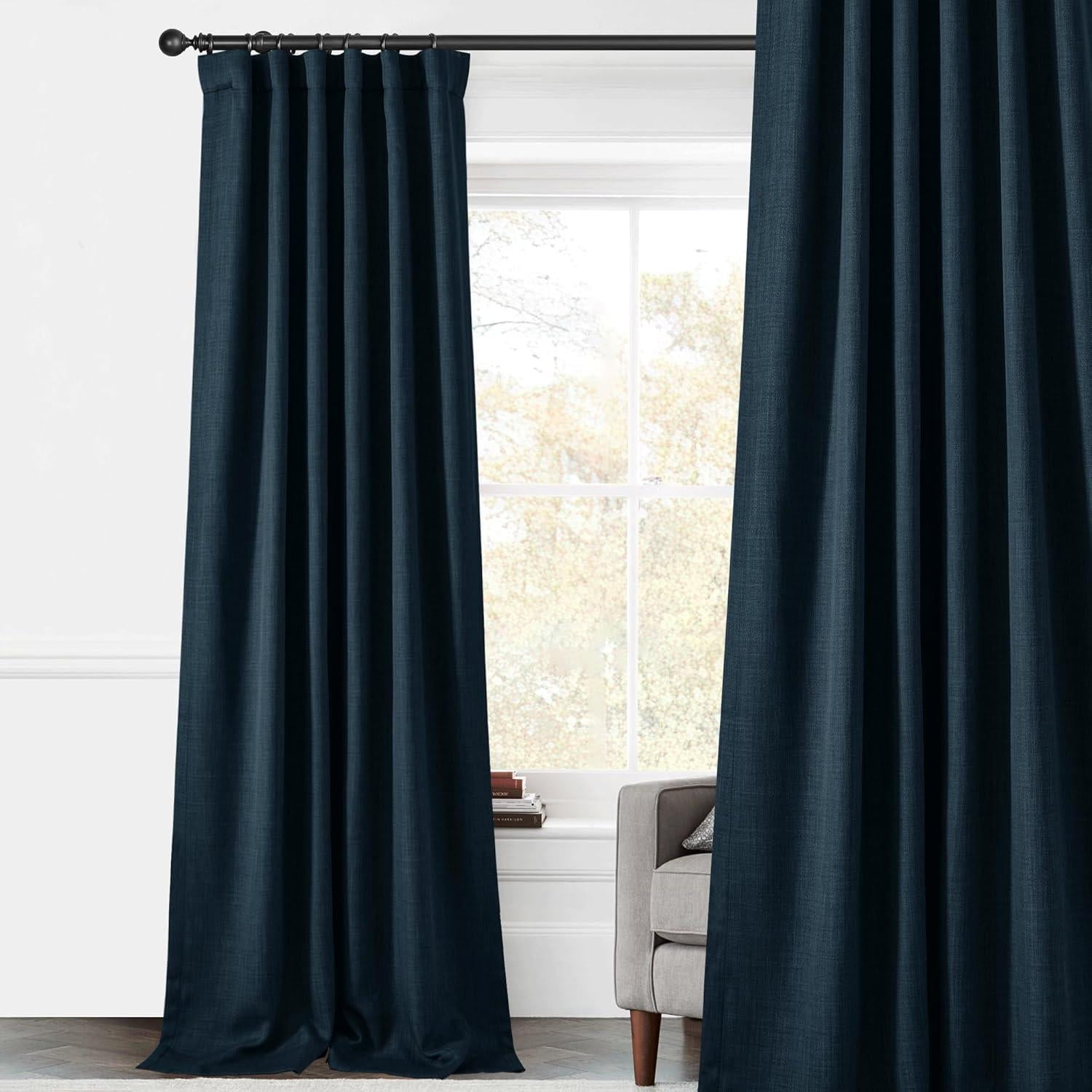 StangH Midnight Blue Curtains for Living Room, Two-Layer 100% Blackout ...