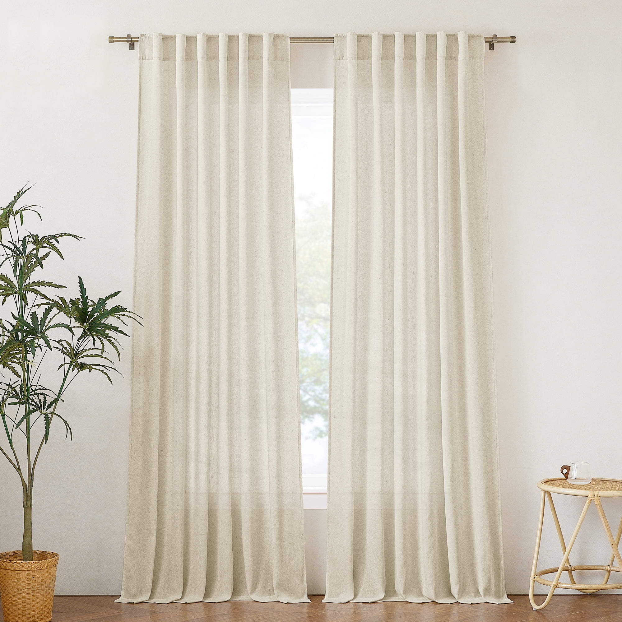 StangH Natural Linen Curtains for Living Room, Soft Rich Sheer Drapes ...