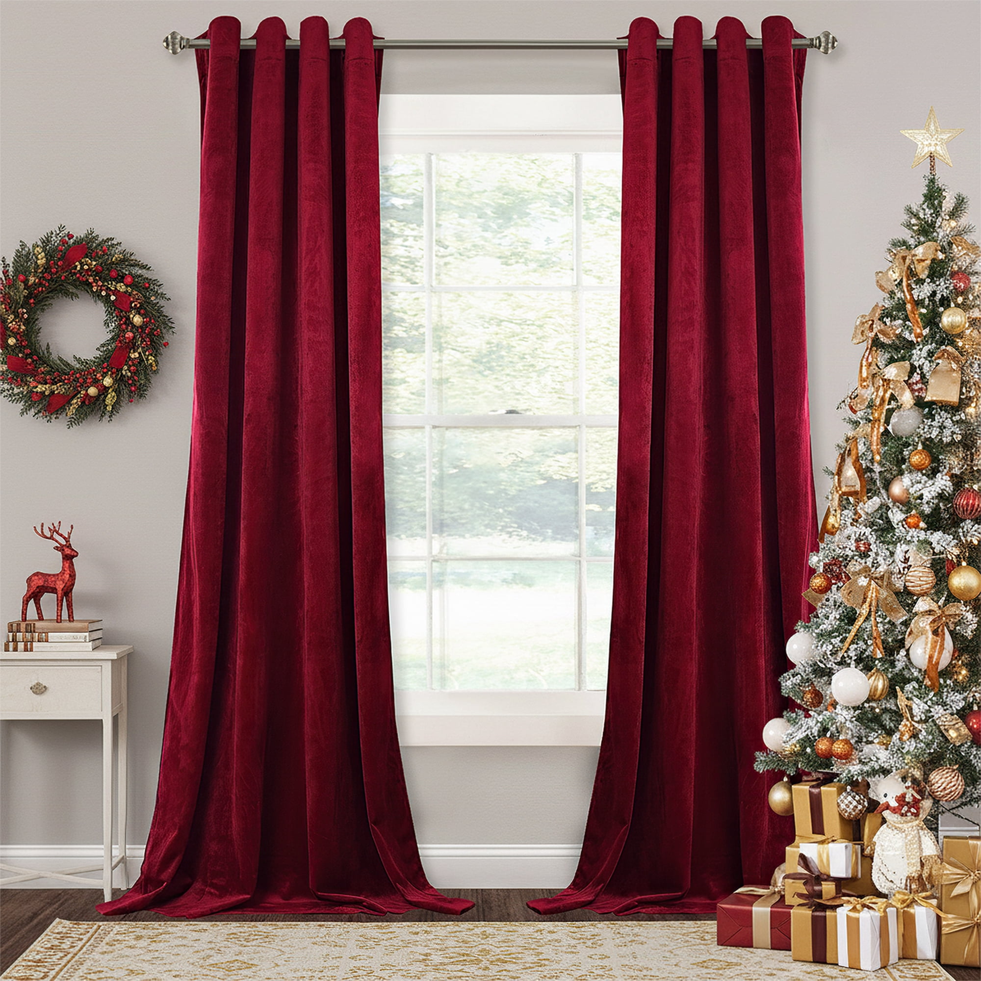 StangH Theater Velvet Curtains Red - Winter Season Decor Soft Thick ...