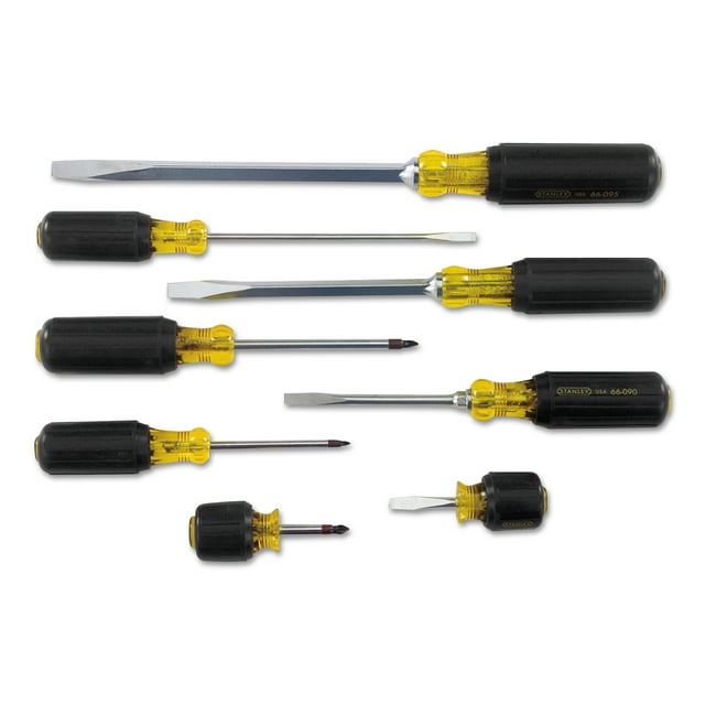 Stanley 100 Plus 8 Piece Vinyl Grip Screwdriver Sets, Phillips; Slotted ...