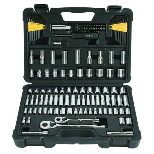 STANLEY, Socket Set, 123 Piece, 1/4" & 3/8" Drive, Chrome Vanadium ...