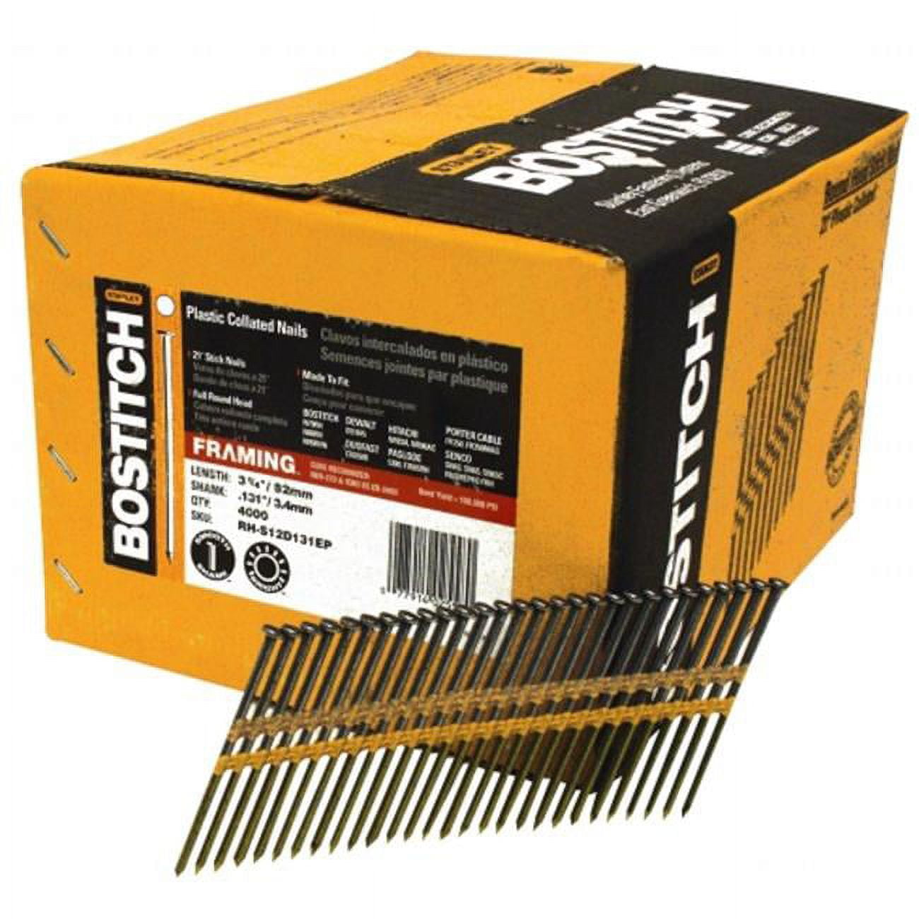 Stanley Bostitch 4 000 Count 3.25 in. Smooth Shank 21 degrees Plastic ...