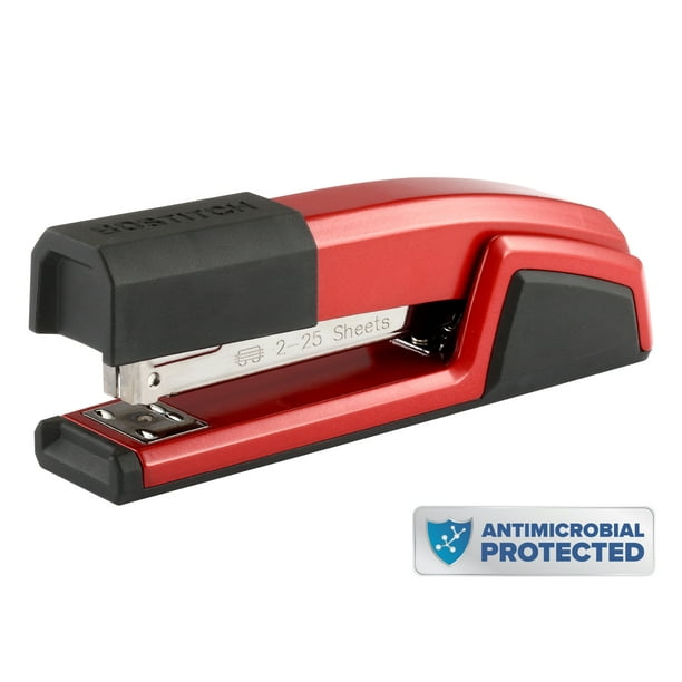 Bostitch Antimicrobial Premium Epic Stapler, 25-Sheet Capacity, Red ...