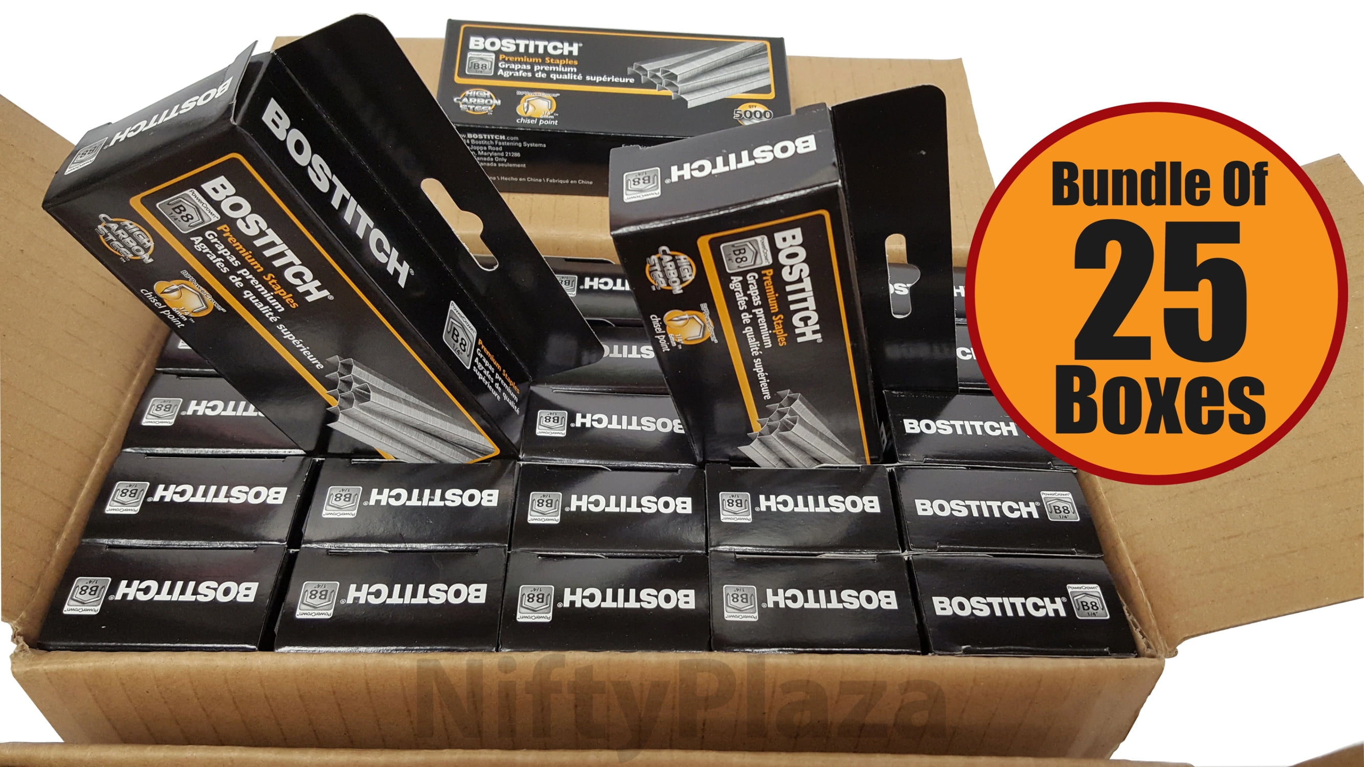 Stanley Bostitch B8 Staples 1/4 Inch, 25 Boxes (125,000 Staples ...