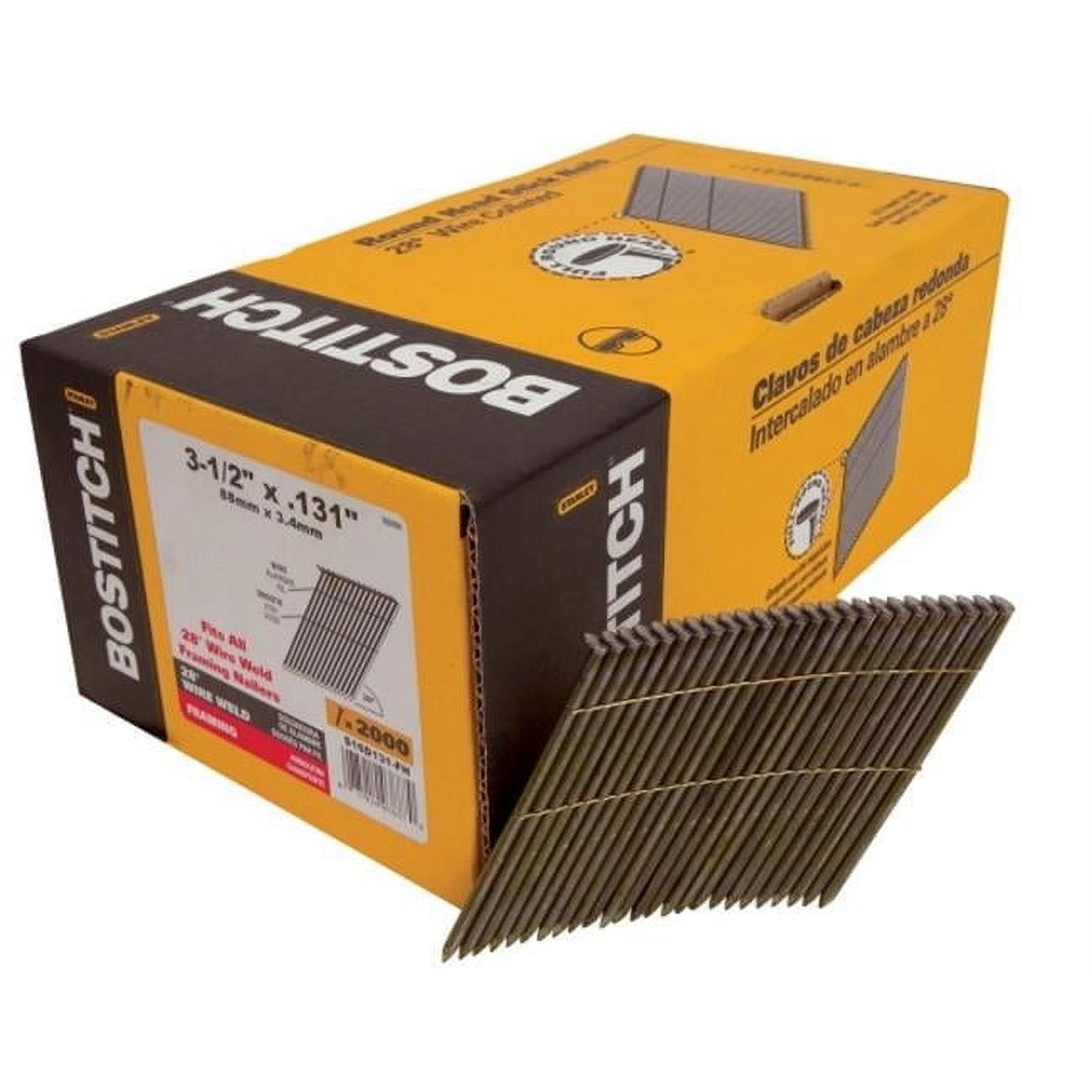 Stanley Bostitch S16D131-FH Framing Nails, 2,000 Count, 3.5 in. Smooth ...