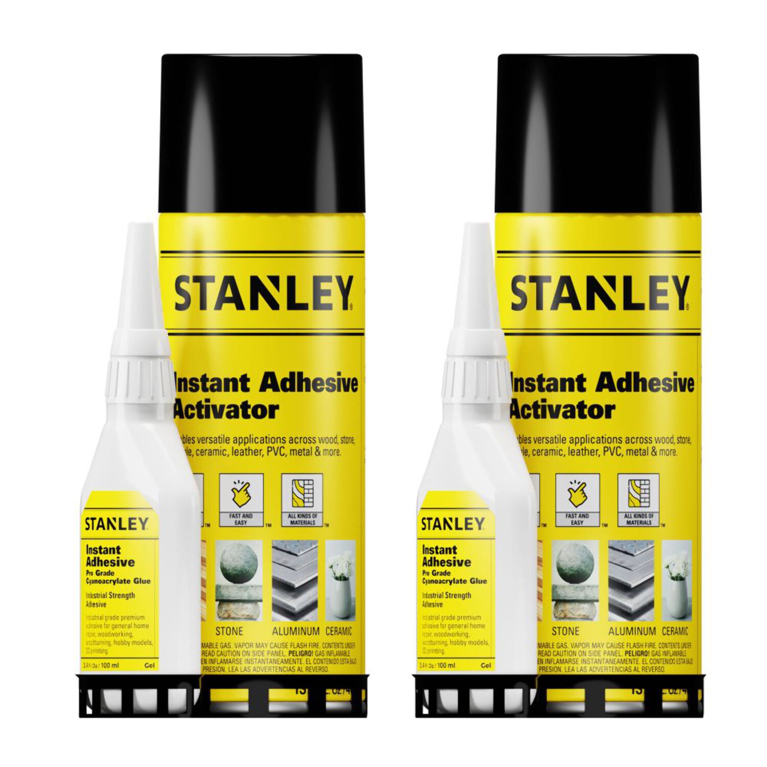 Stanley CA Glue with Activator Bundle, (3.4 oz. - 13.5 fl oz.) 2 Pack ...