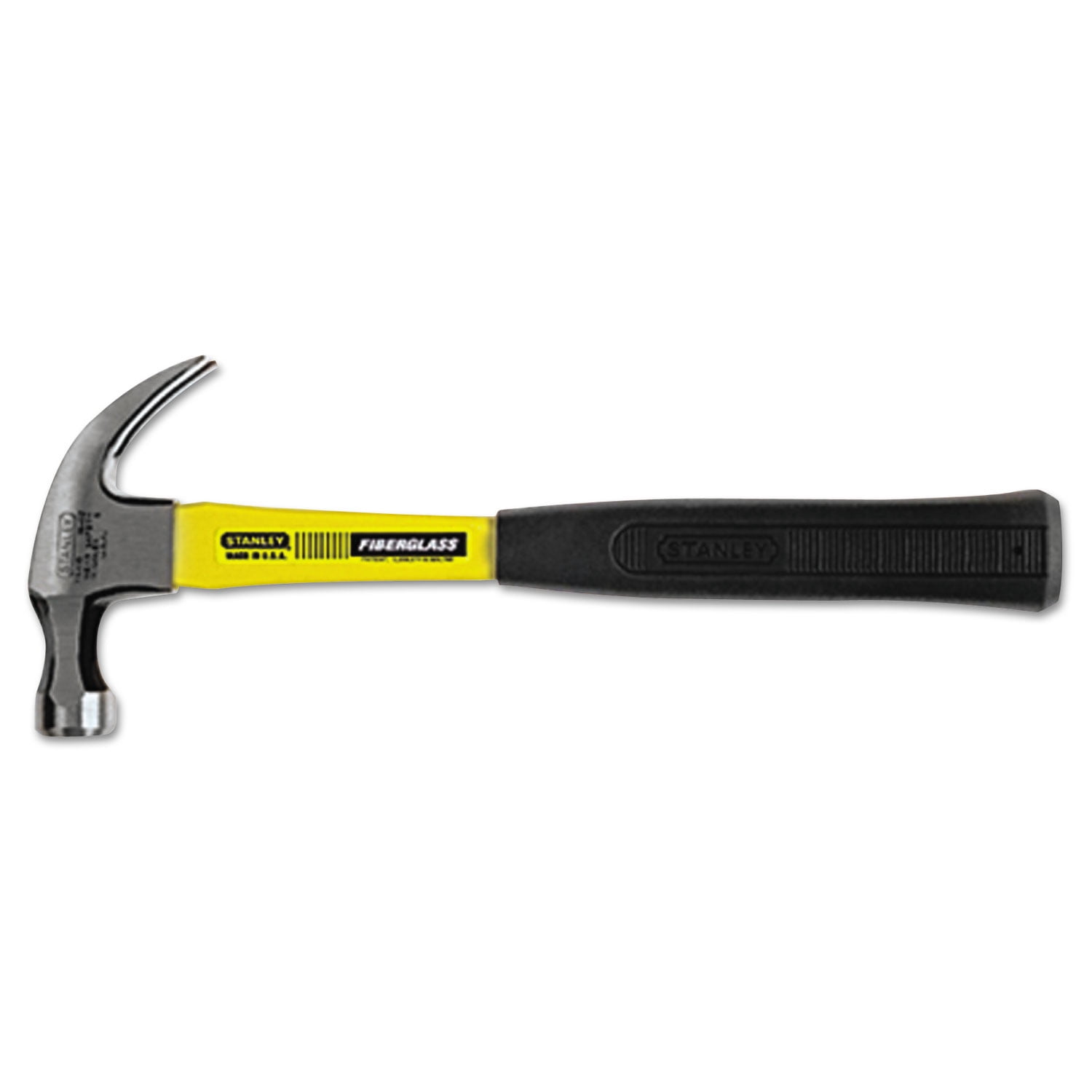 Stanley STHT51512 16 Oz Curved Claw Fiberglass Nail Hammer, Yellow ...